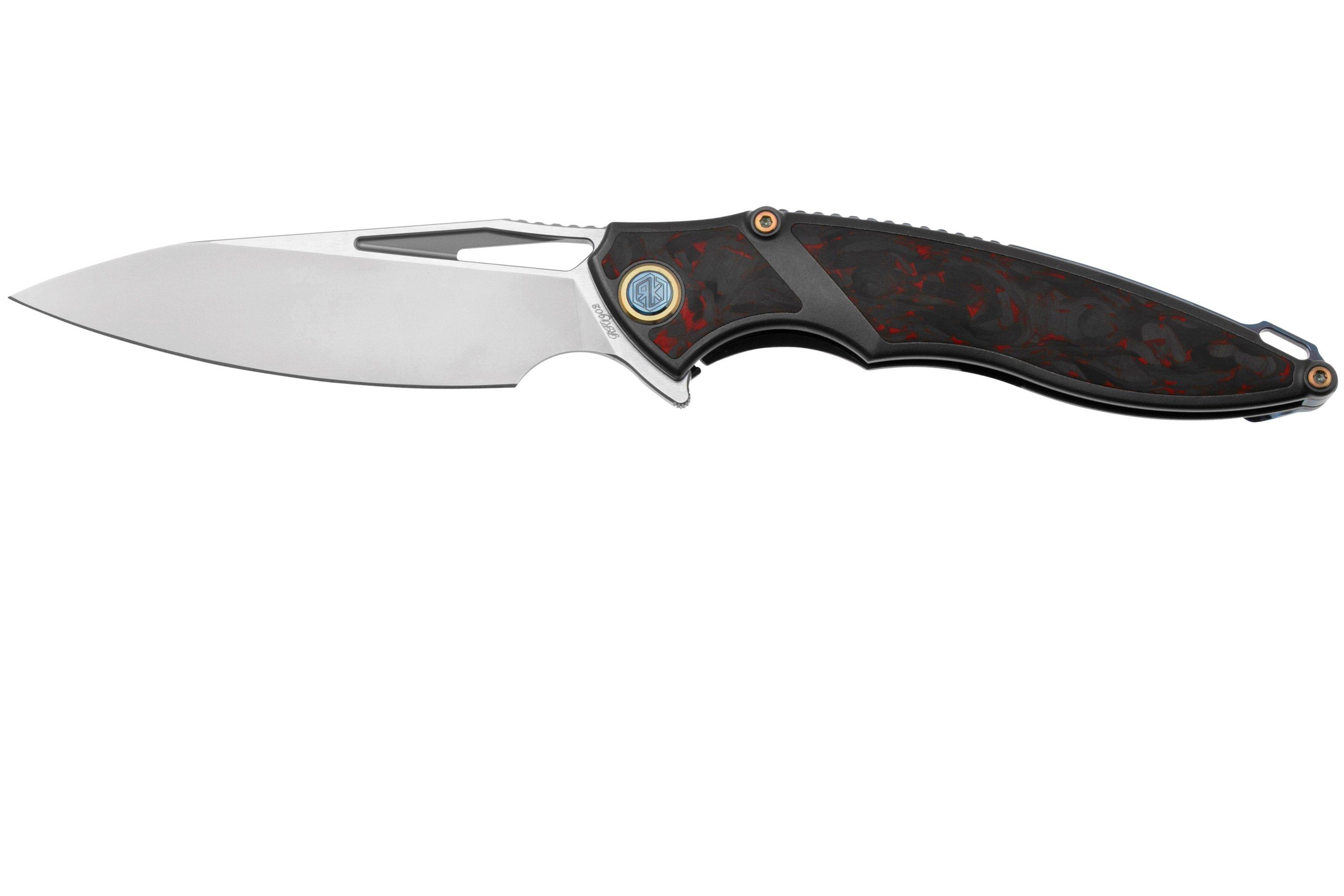 Rike Knife 1902 RK1902RED Böhler M390, Titanium FrameLock, Red Carbon ...