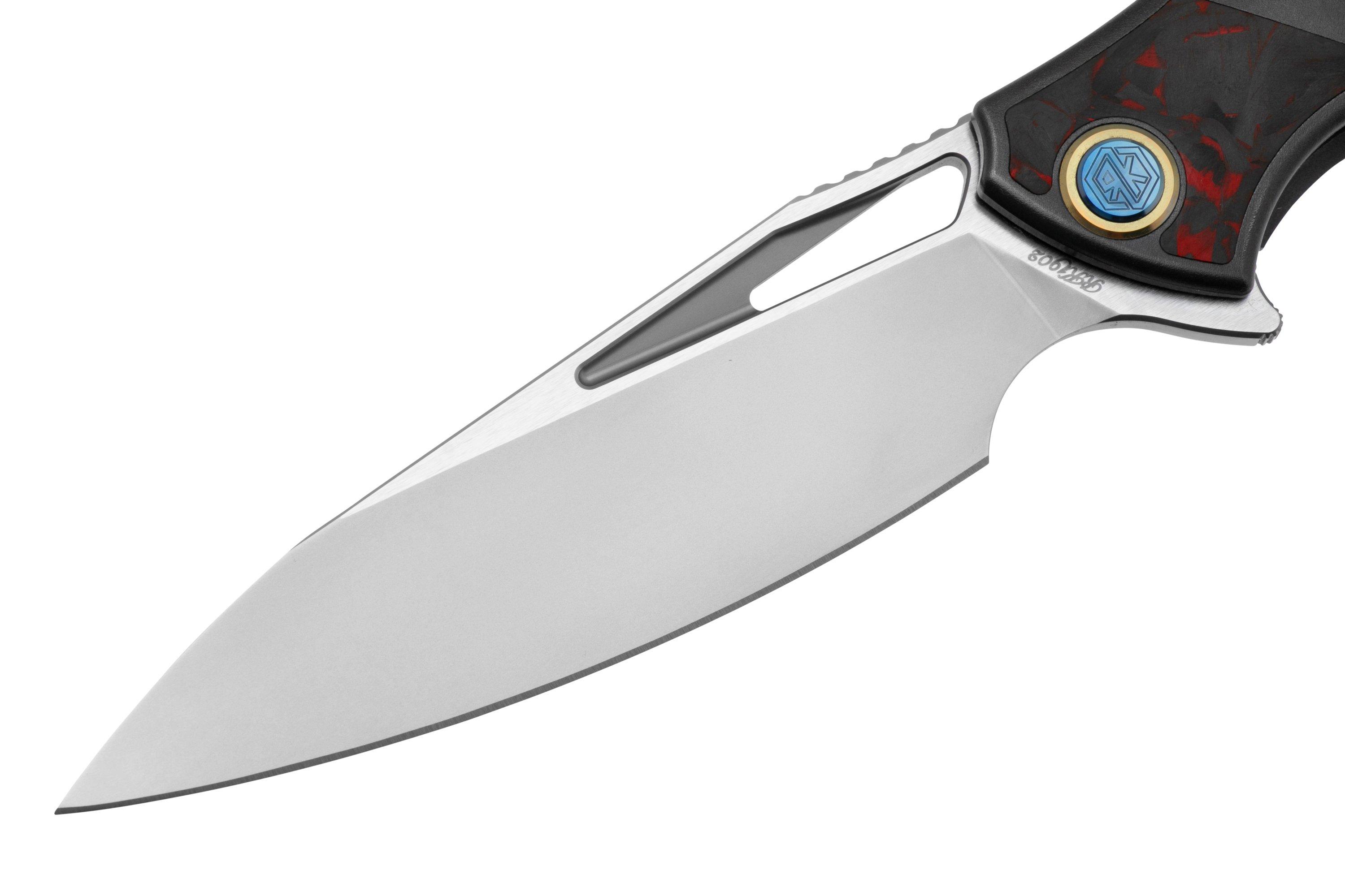 Rike Knife 1902 RK1902RED Böhler M390, Titanium FrameLock, Red Carbon ...