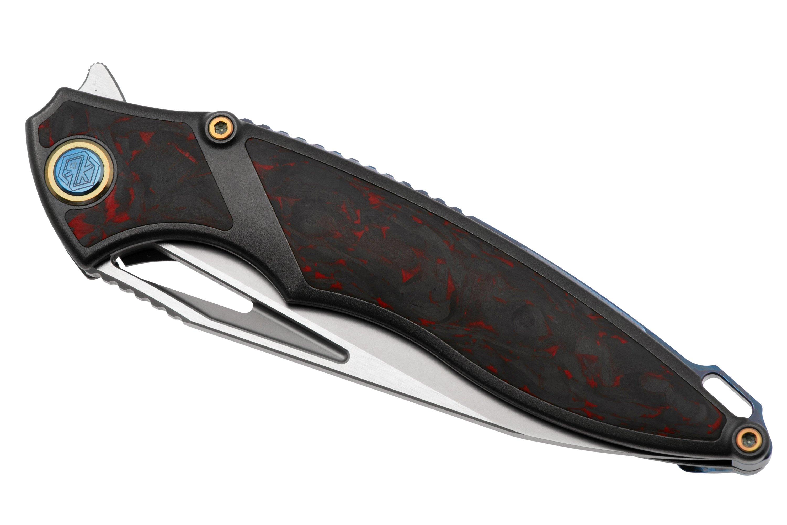 Rike Knife 1902 RK1902RED Böhler M390, Titanium FrameLock, Red Carbon ...