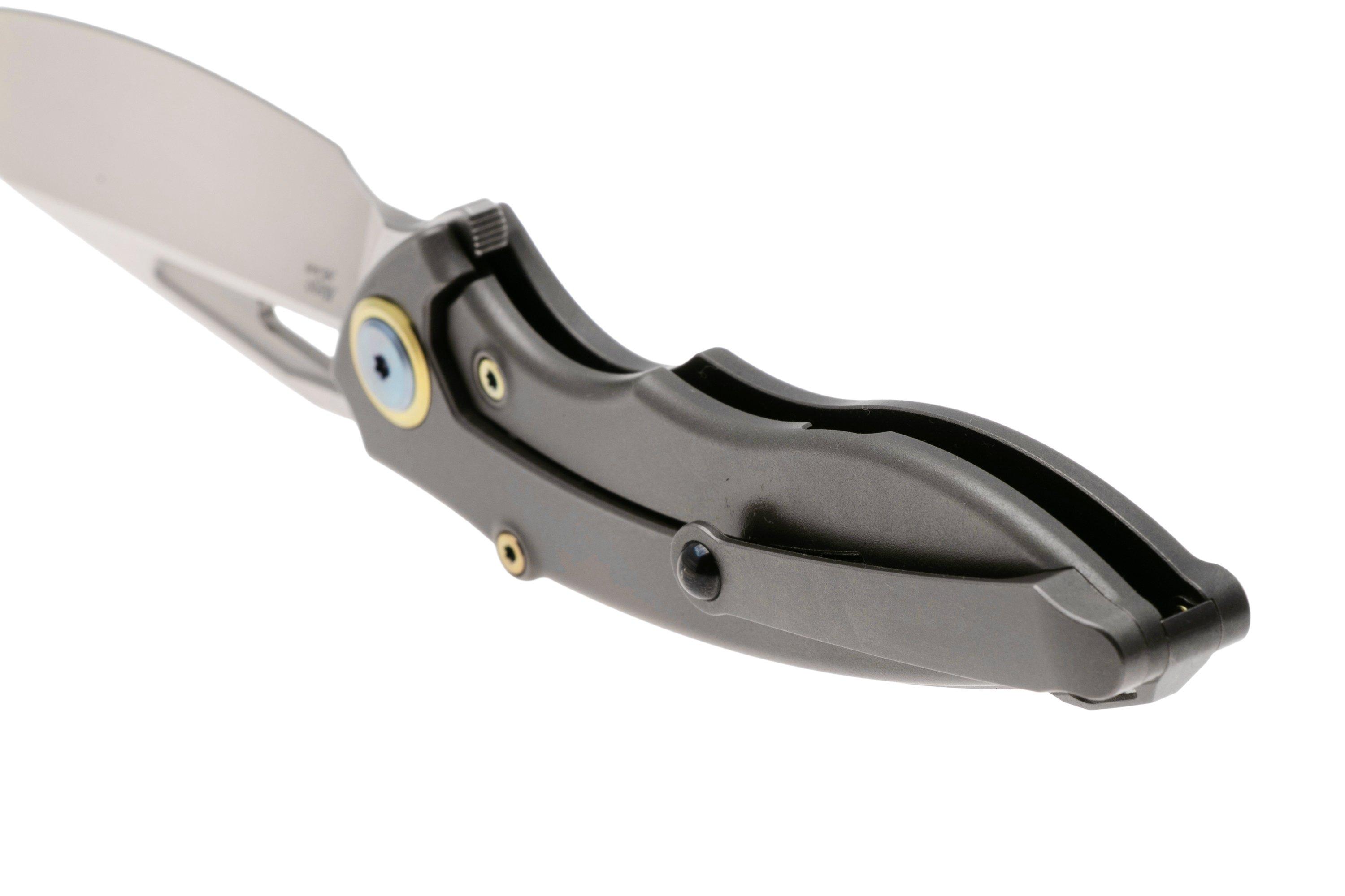 Rike Knife 1902 RK1902S Böhler M390, Titanium Blue Carbon Fiber, pocket ...