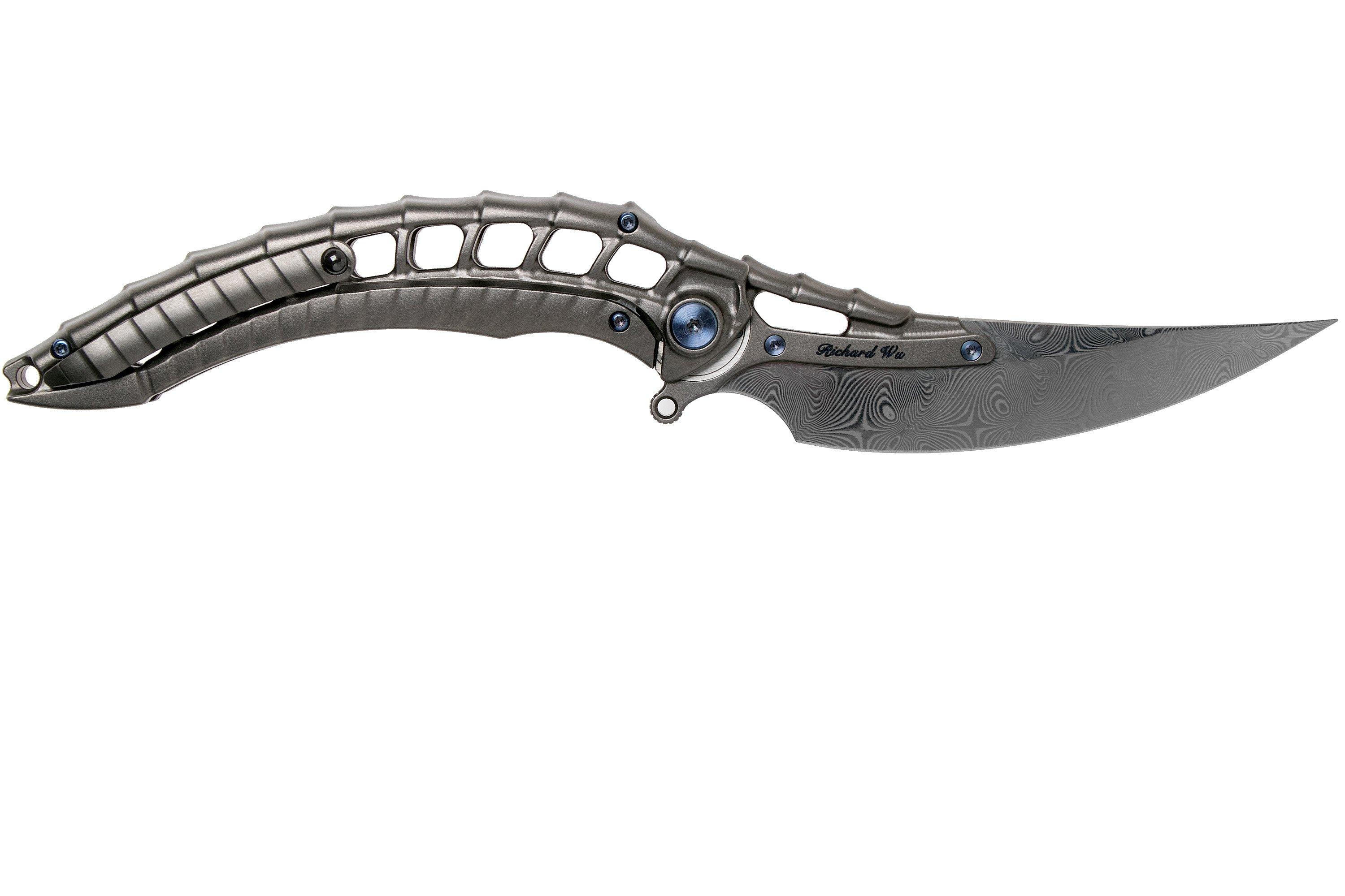 Rike Knife Alien4 Damasteel Dark Grey pocket knife | Advantageously ...