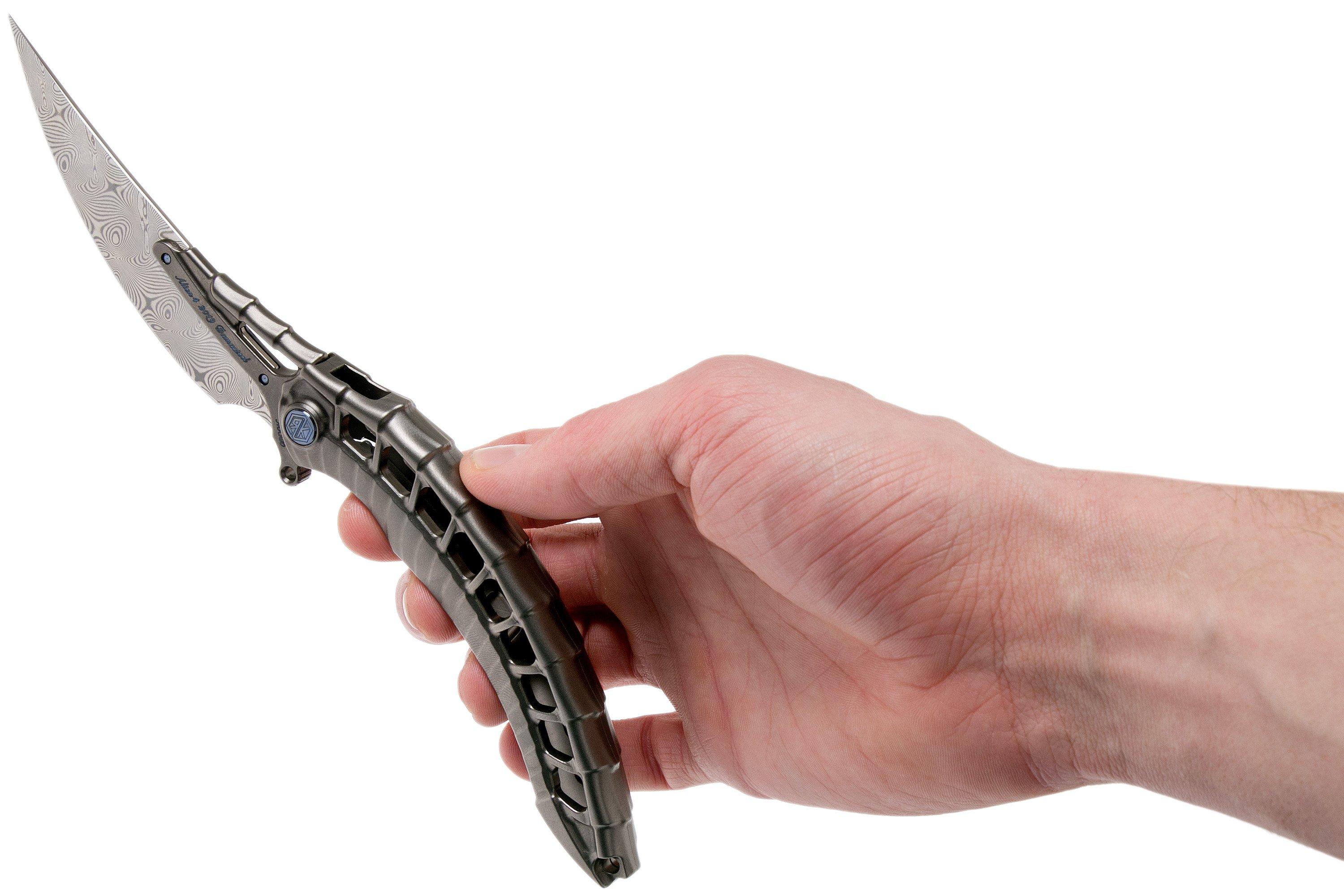 Rike Knife Alien4 Damasteel Dark Grey pocket knife | Advantageously ...