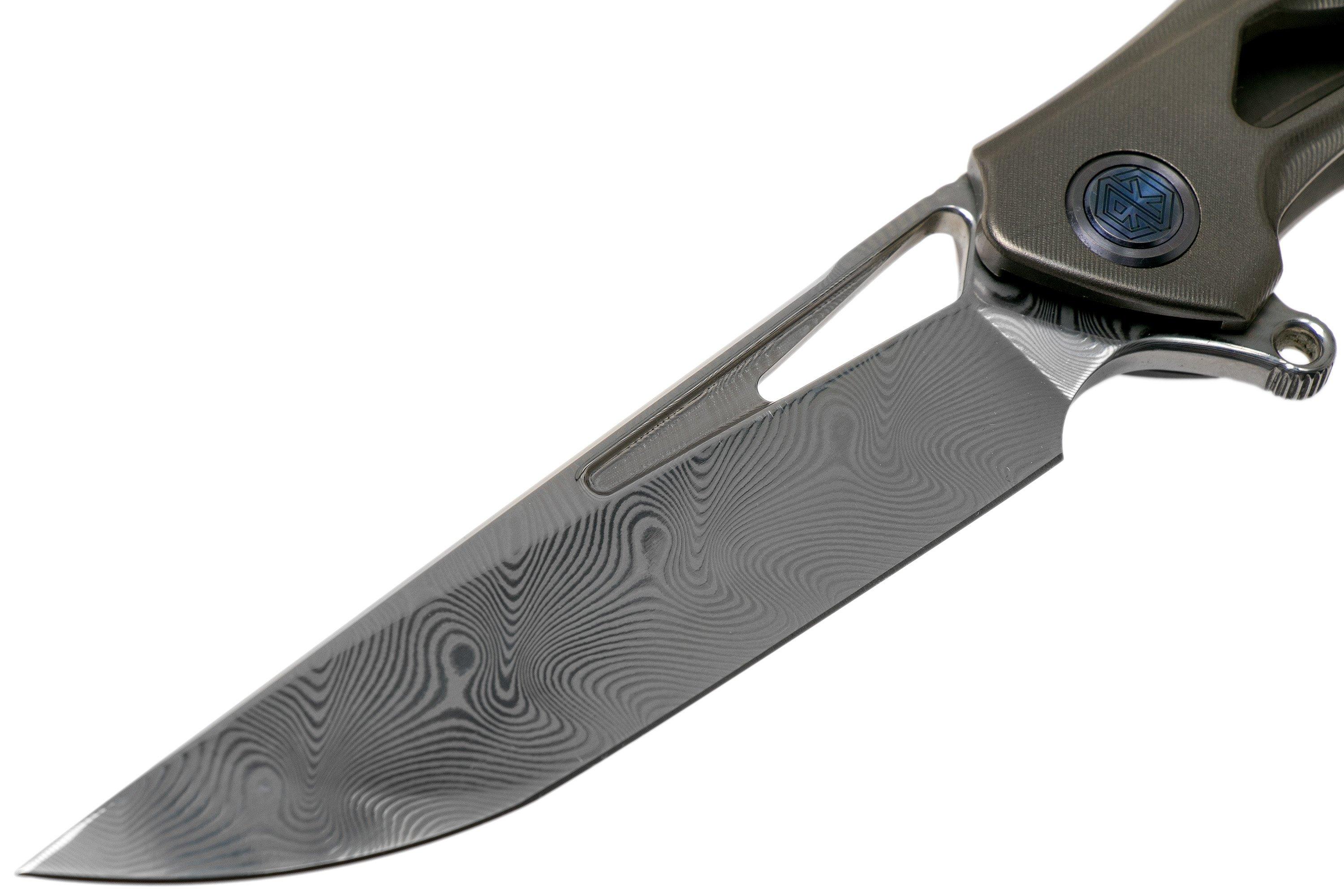 Rike Knife Knight Gray Damasteel pocket knife | Advantageously shopping ...