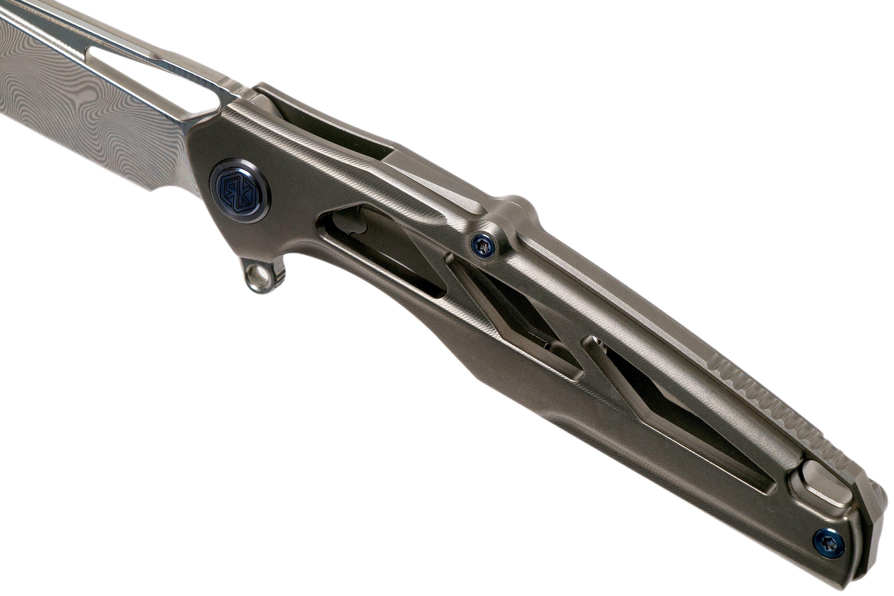 Rike Knife Knight Gray Damasteel pocket knife | Advantageously shopping ...