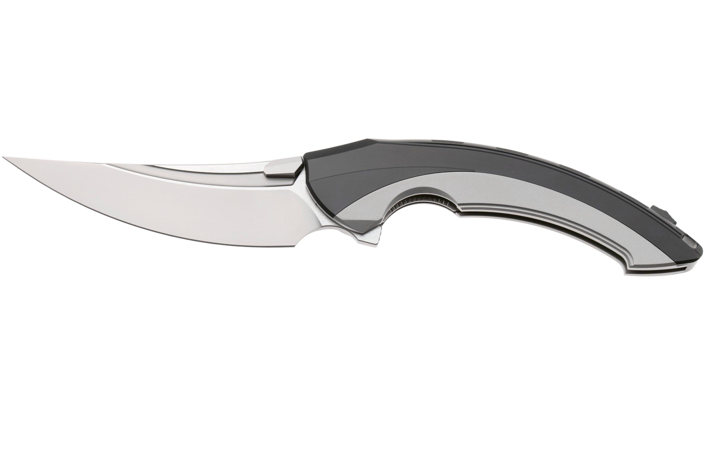 Rike Knife Lamella Bead Blasted Böhler M390, Black DLC Titanium Handle ...