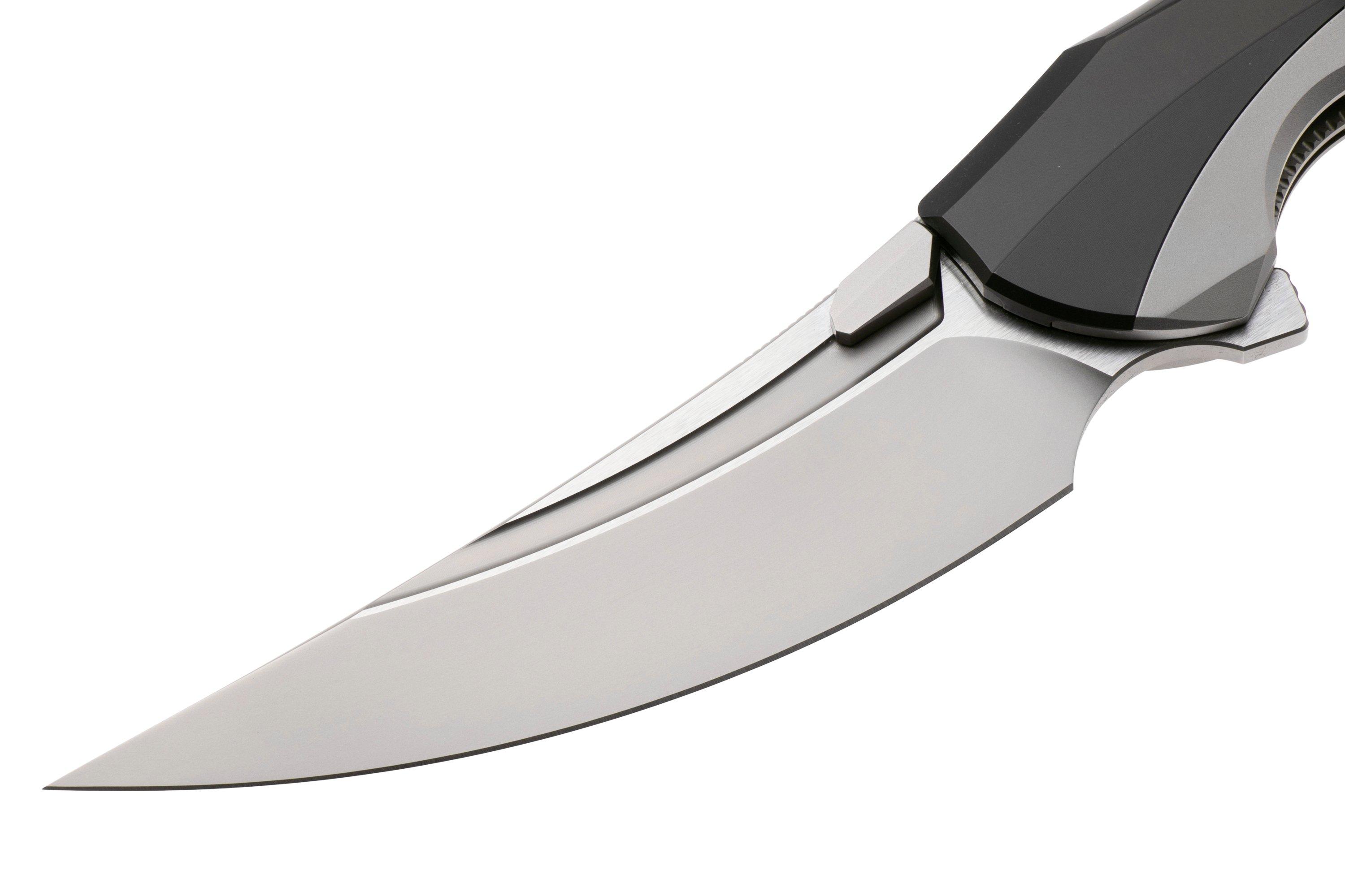 Rike Knife Lamella Bead Blasted Böhler M390, Black DLC Titanium Handle ...