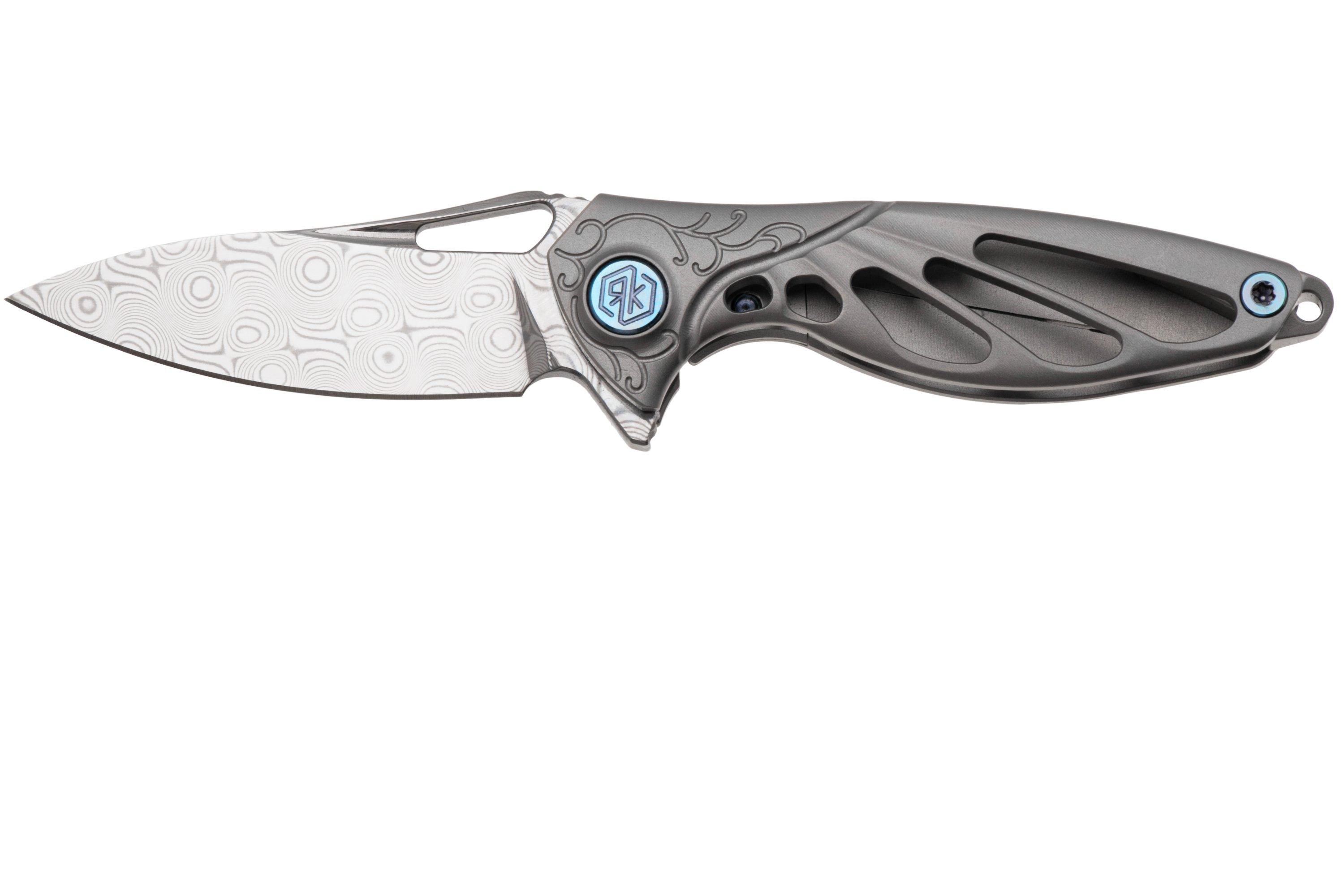 Rike Mini Hummingbird pocket knife damascus, stonewashed ...