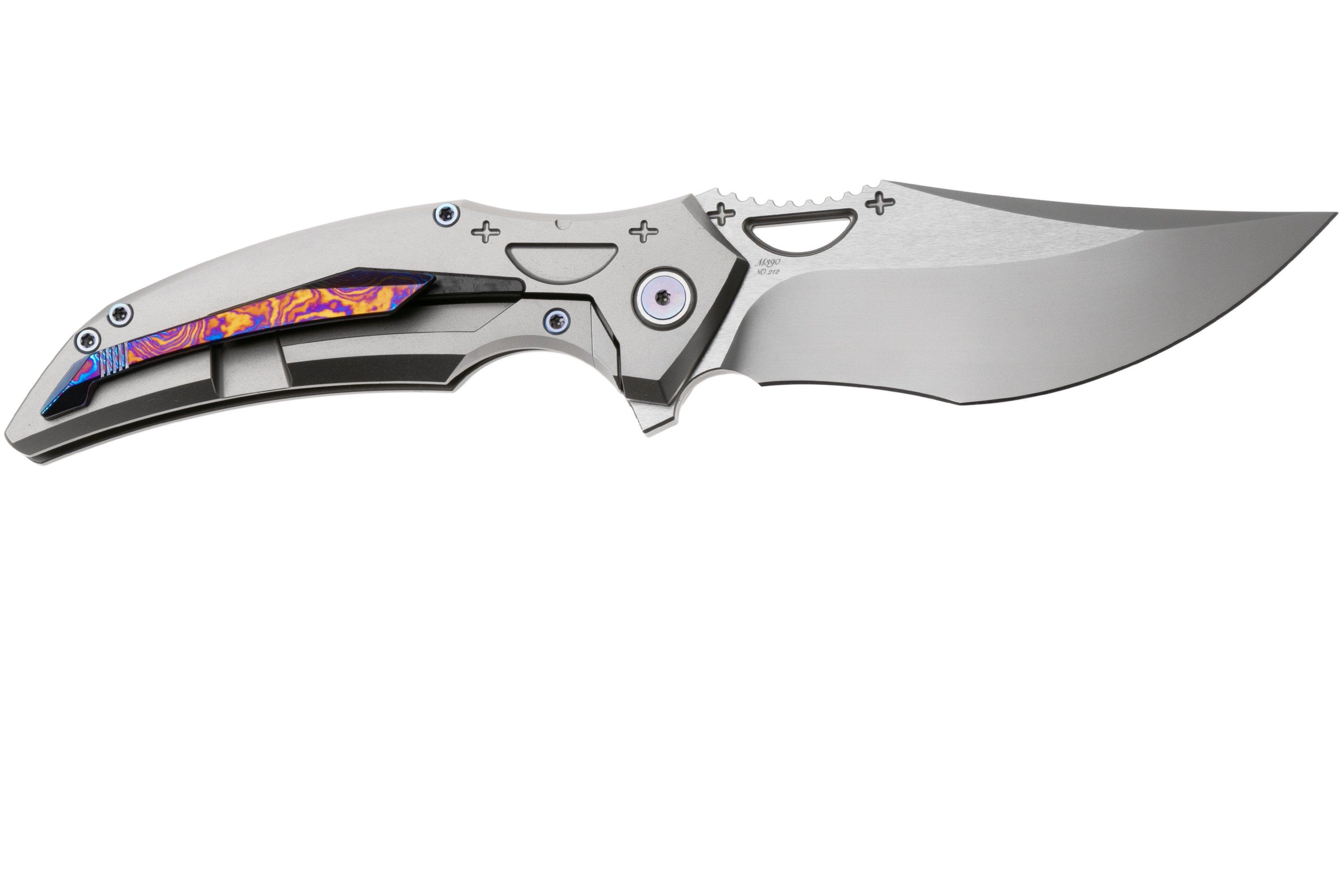 Rike Knife S05 V2 S05-PL Bead Blasted M390, Titanium, pocket knife ...