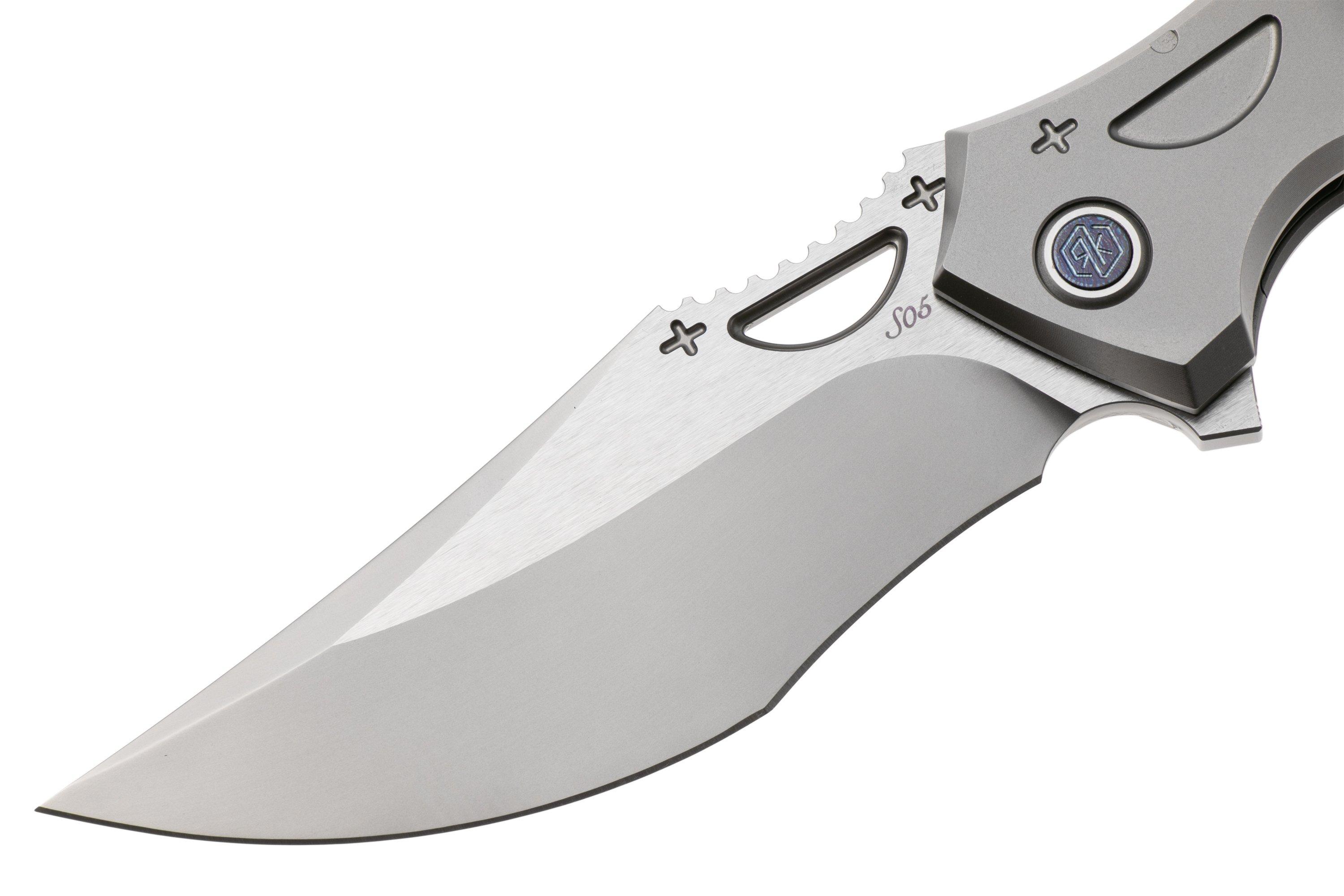 Rike Knife S05 V2 S05-PL Bead Blasted M390, Titanium, pocket knife ...