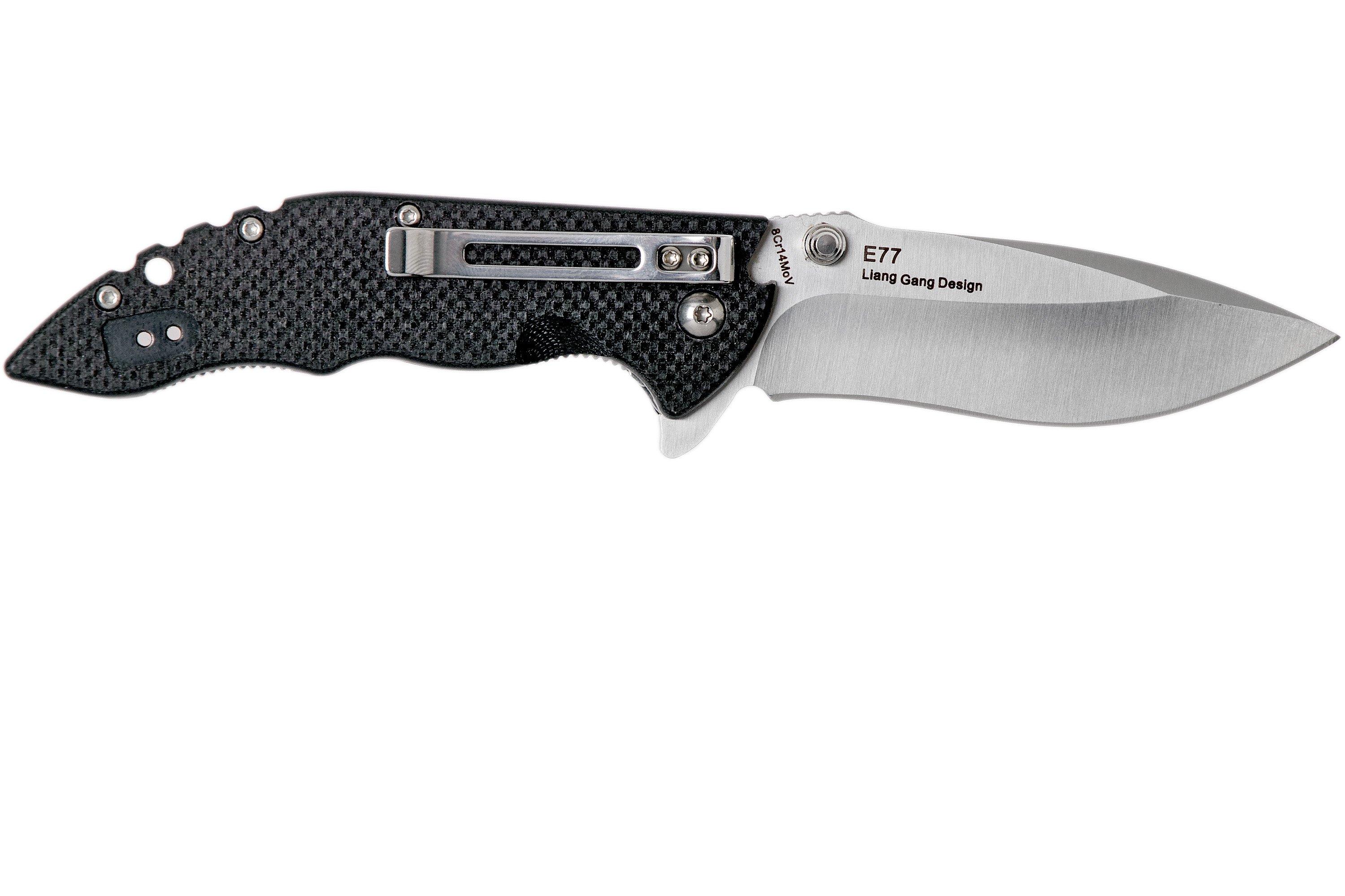 Real Steel E77 Black Satin 5112 pocket knife, Liang Gang design ...