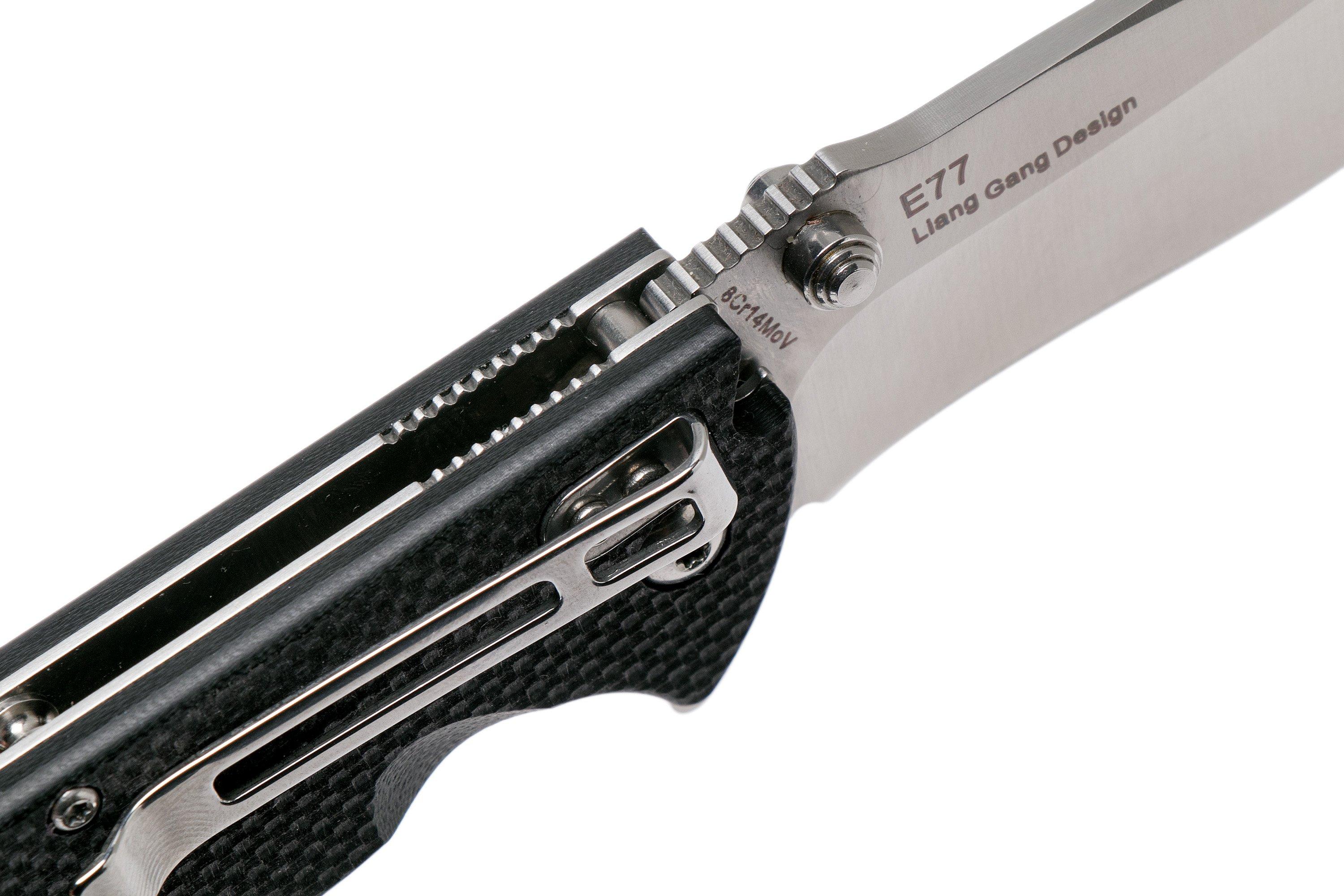 Real Steel E77 Black Satin 5112 pocket knife, Liang Gang design ...