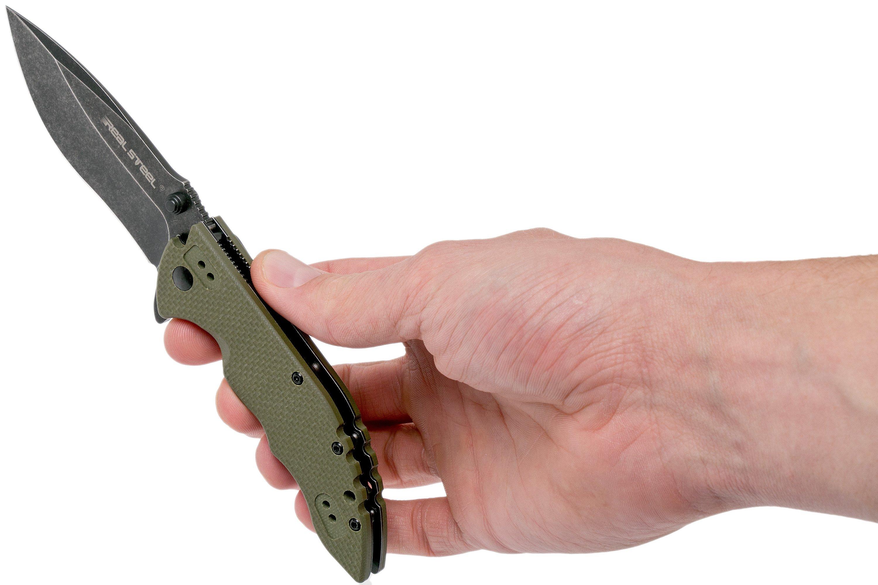Real Steel E77 Green and Blackwash 5113 pocket knife, Liang Gang design ...