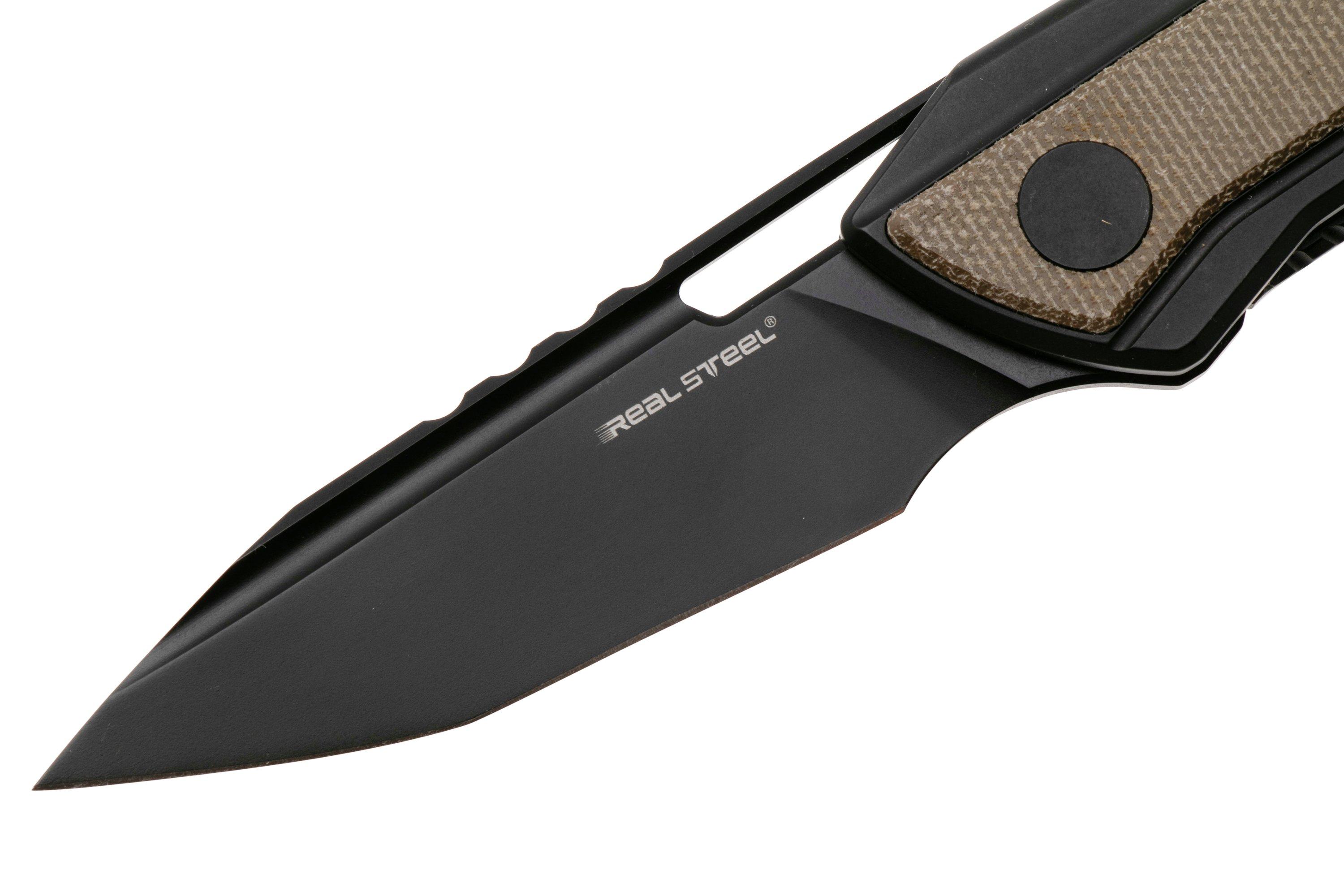 Real Steel Bullet 5221GM PVD S35VN, Black Titanium Green Micarta Inlay ...