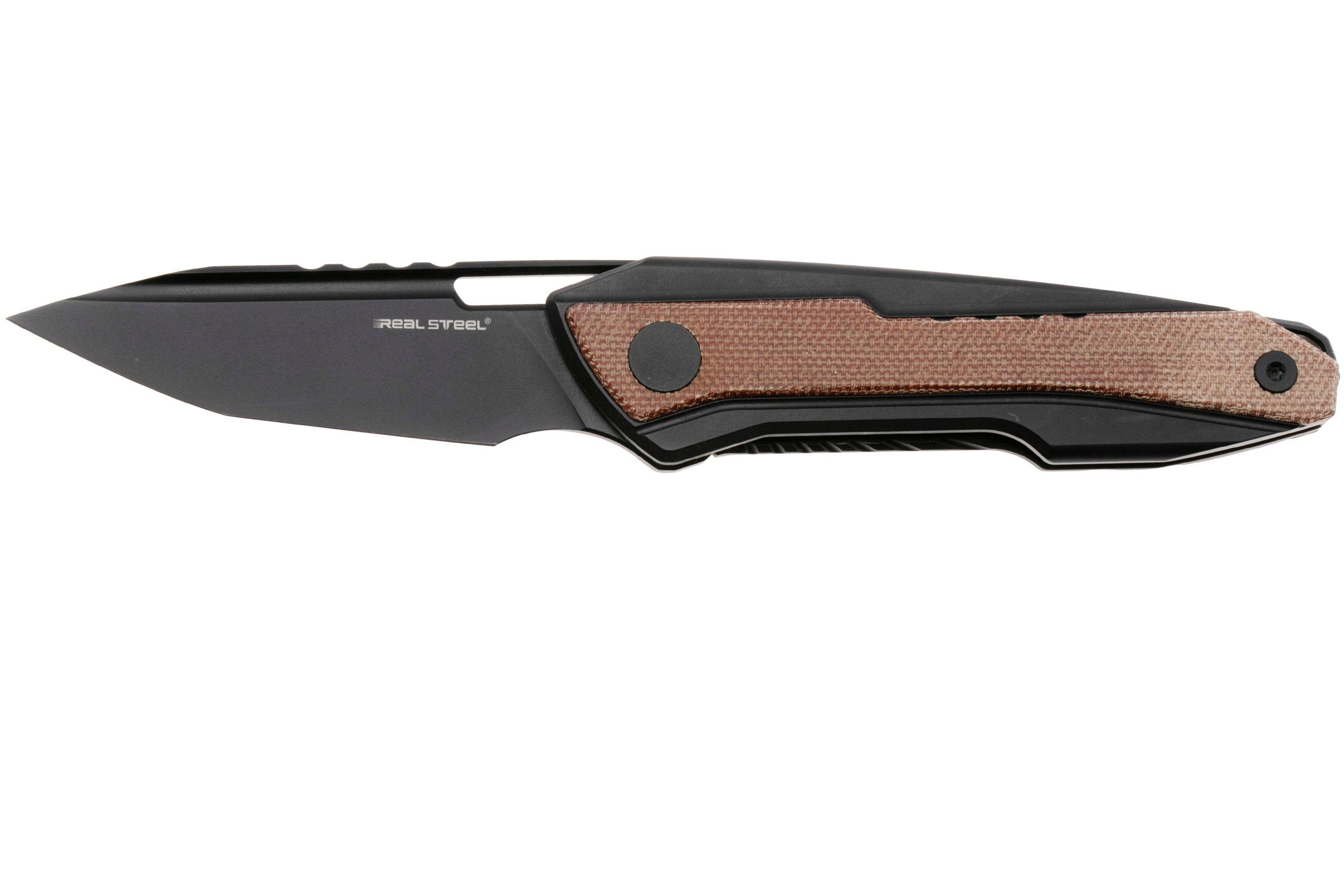 Real Steel Bullet 5221NM PVD S35VN, Black Titanium Brown Micarta Inlay ...