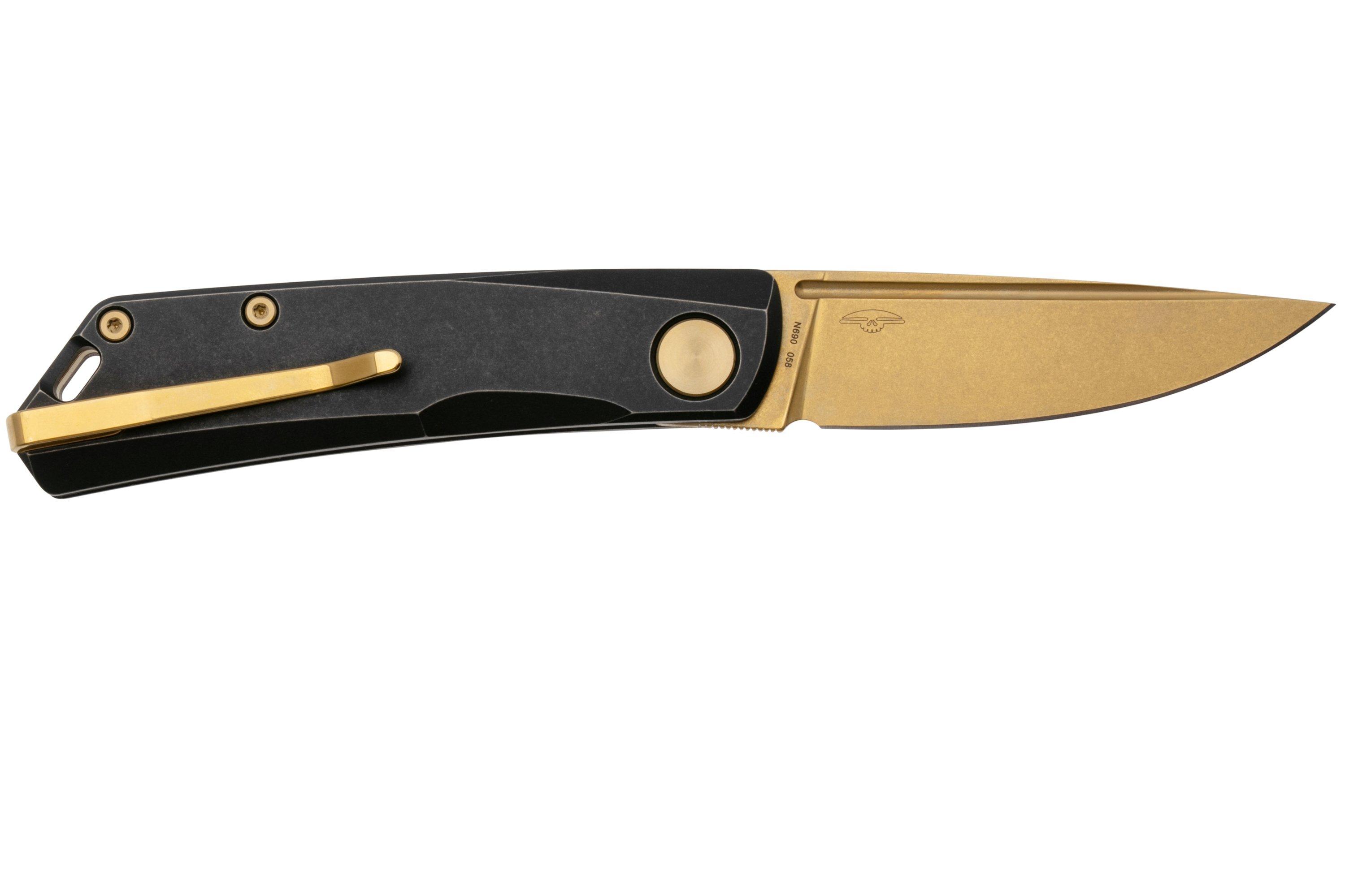 Real Steel Luna Titan 7001BG, Goldwash Böhler N690, Black Titanium ...