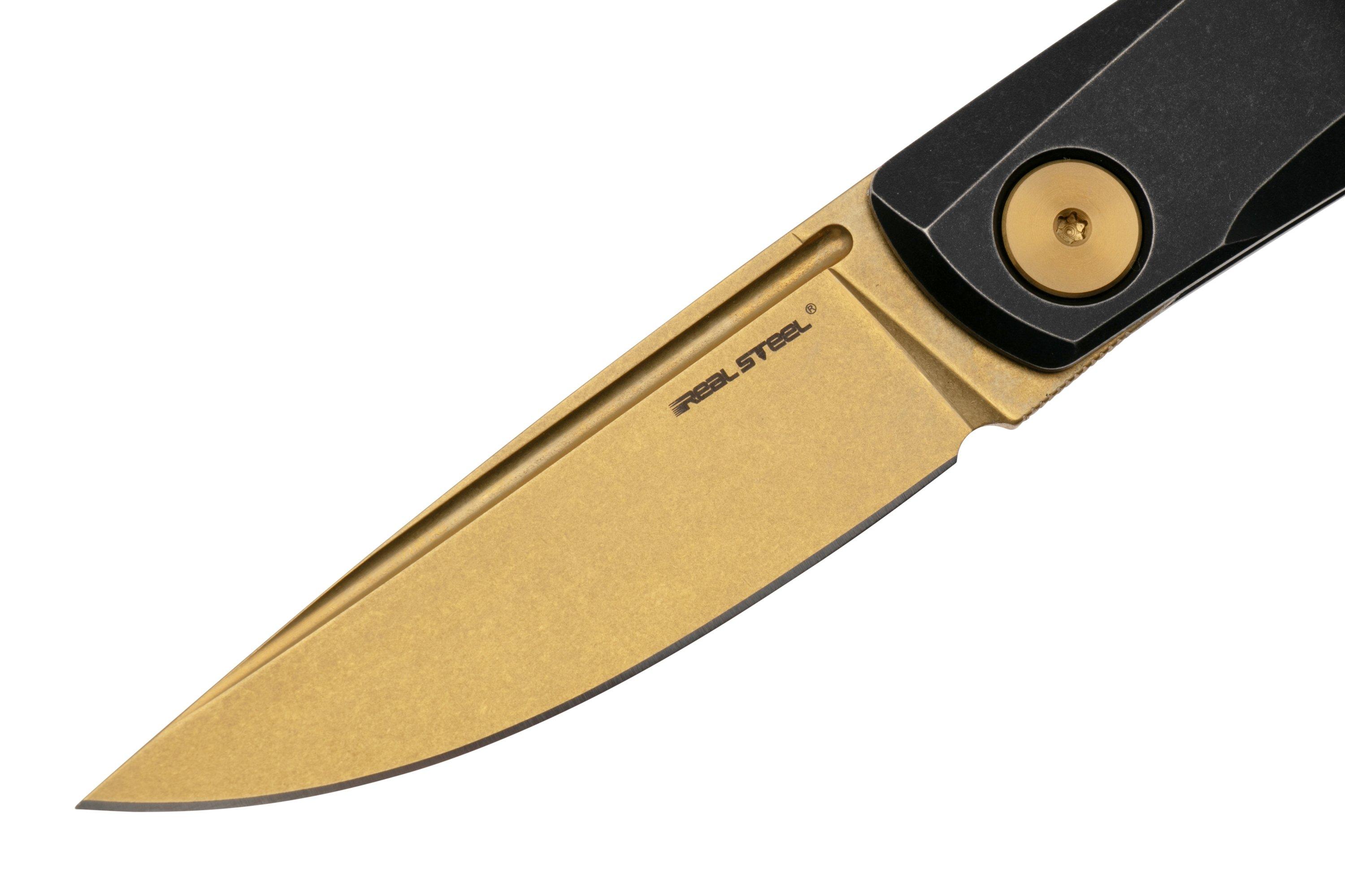 Real Steel Luna Titan 7001BG, Goldwash Böhler N690, Black Titanium ...