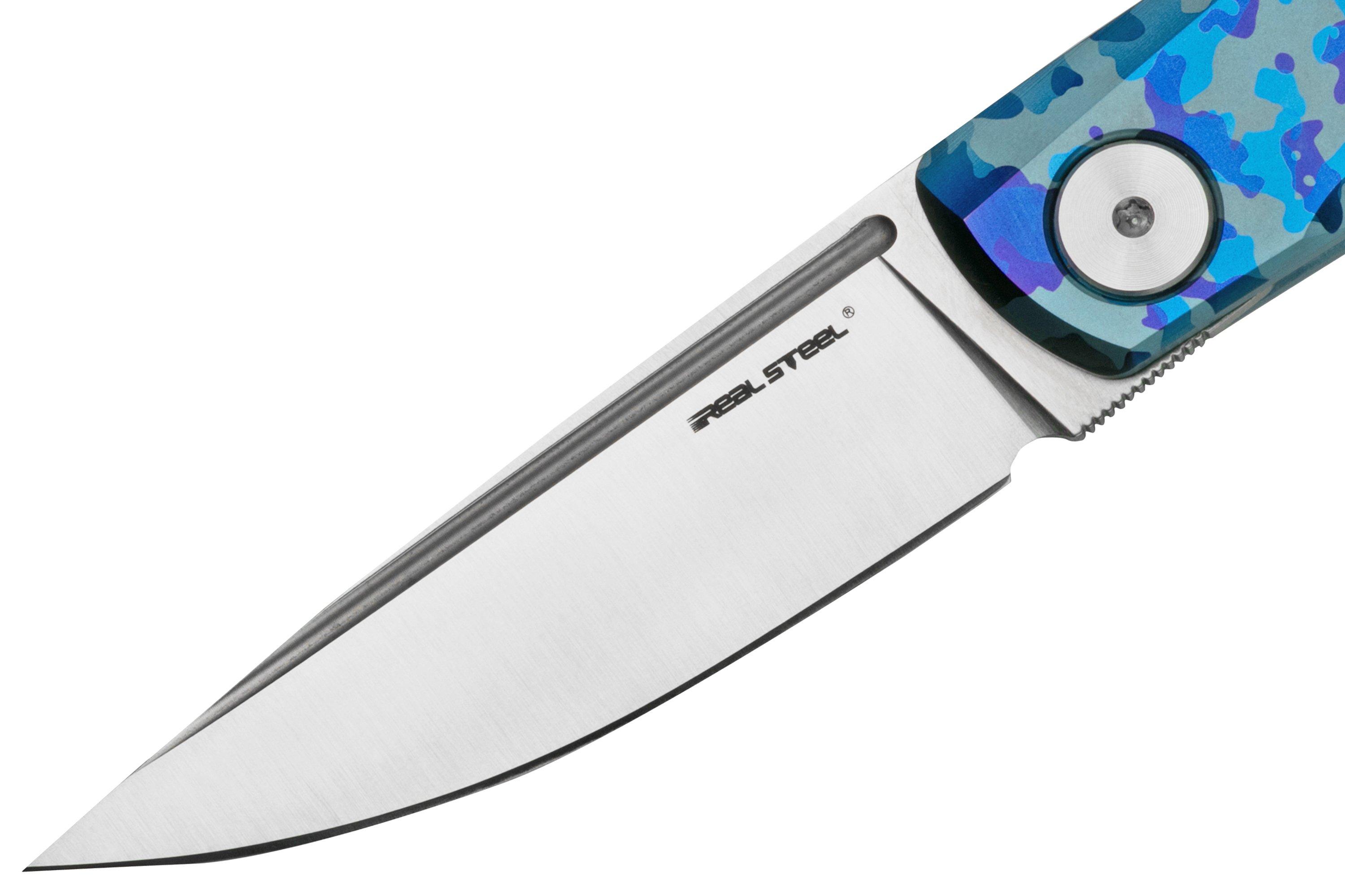 Real Steel Luna, Titanium Blue Camo 7001TC-BC coltello da tasca ...