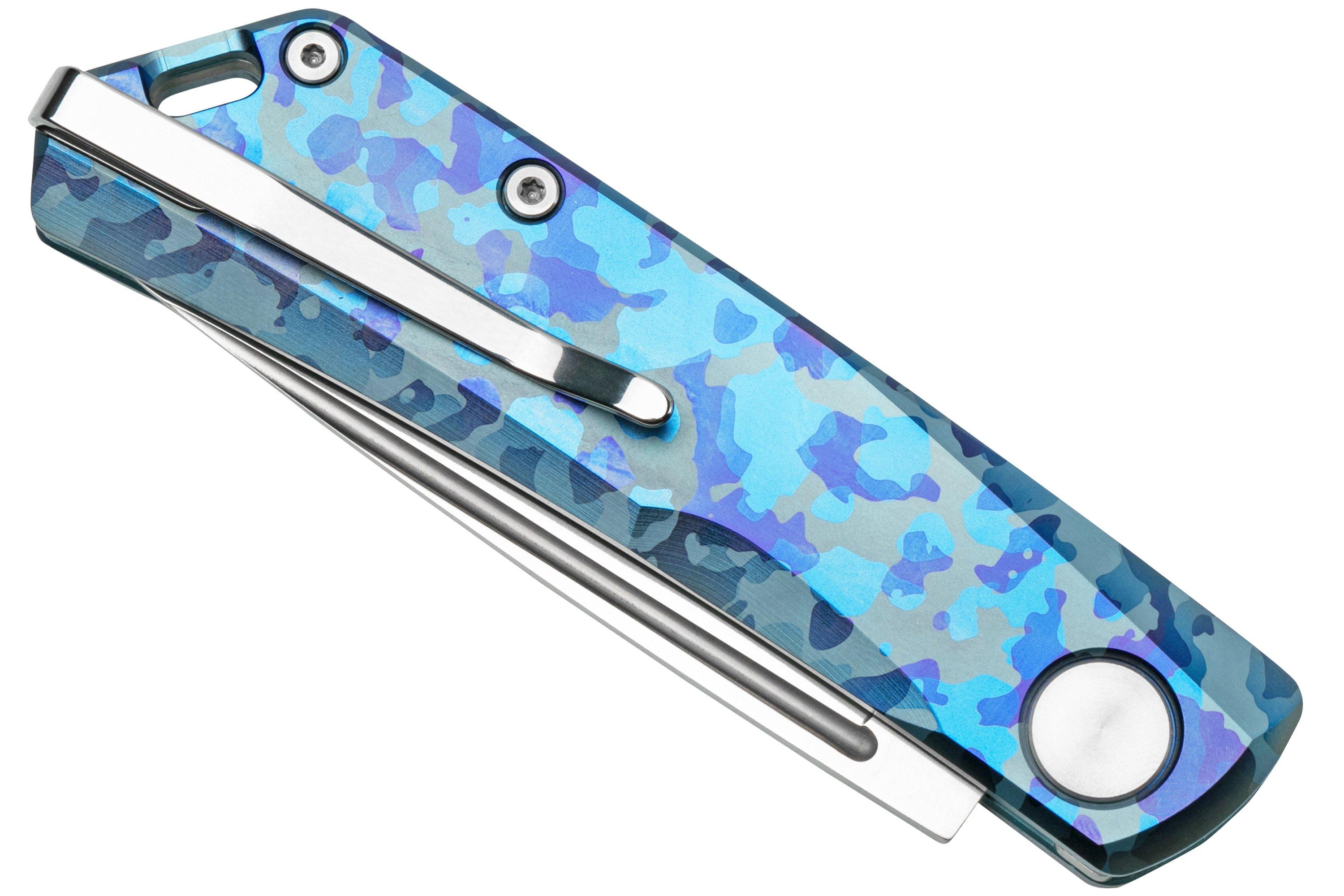 Real Steel Luna, Titanium Blue Camo 7001TC-BC slipjoint pocket knife ...