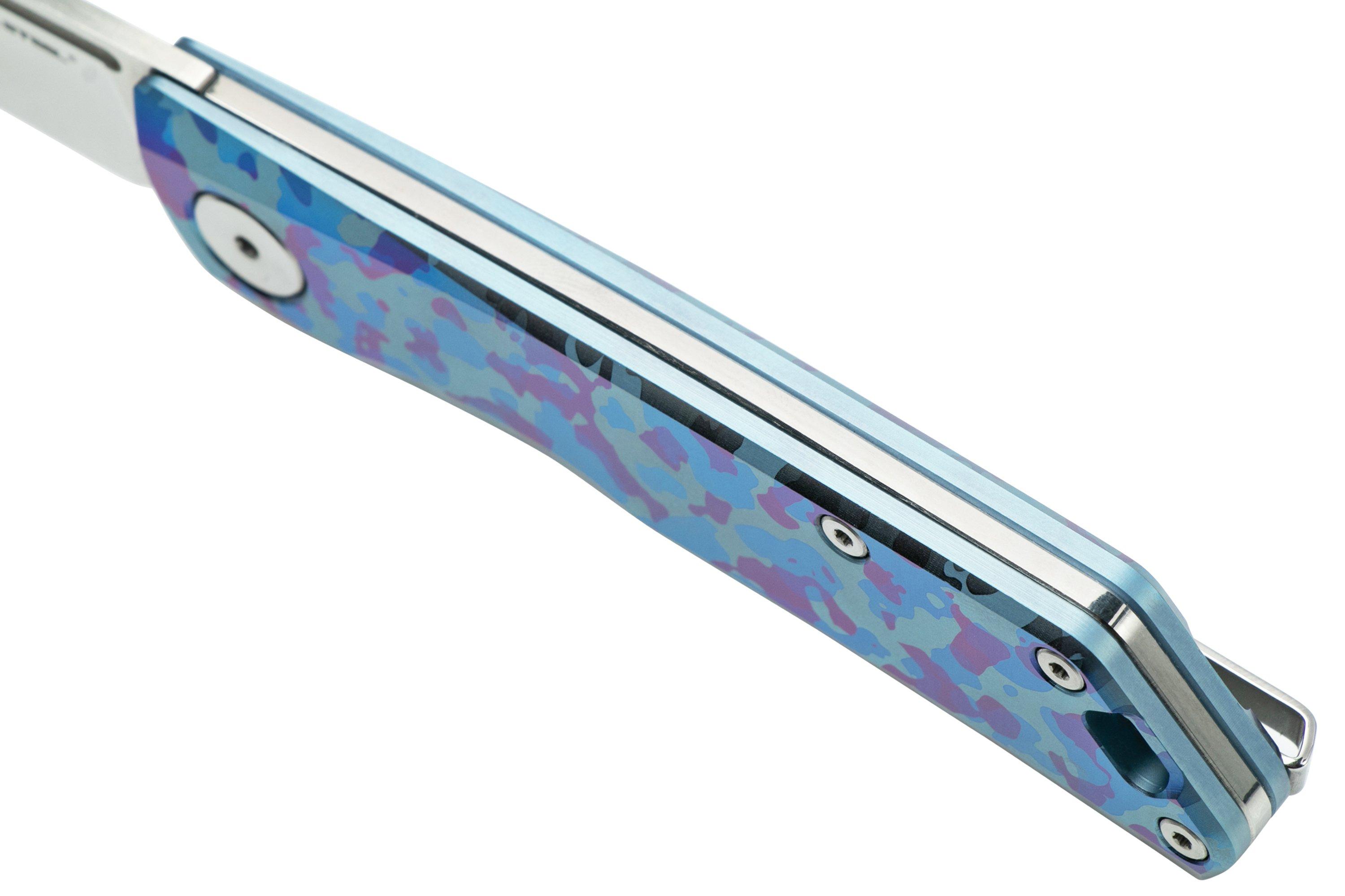Real Steel Luna, Titanium Blue Camo 7001TC-BC navaja slipjoint ...