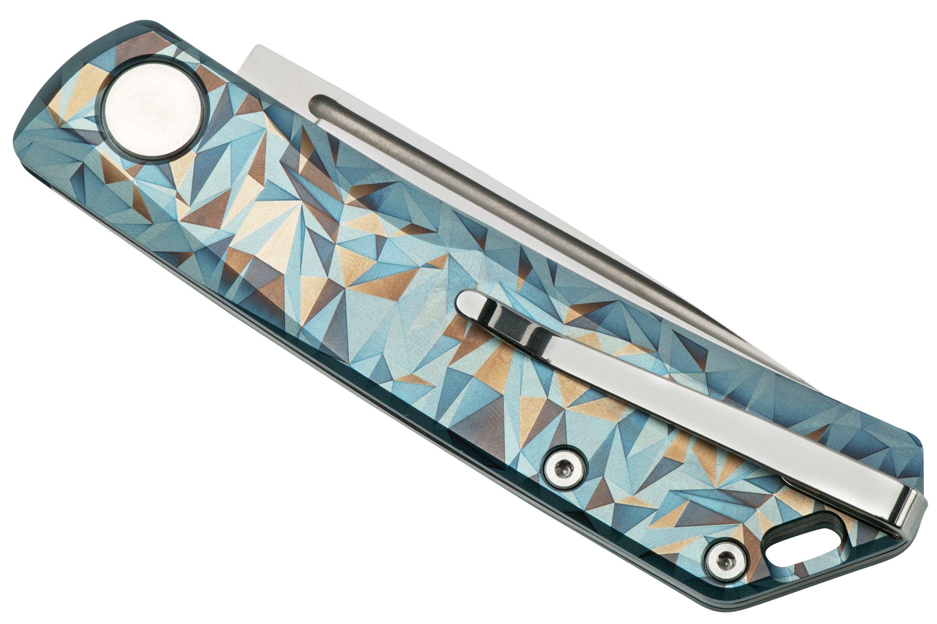Real Steel Luna, Titanium Blue Geometry 7001TC-BG slipjoint pocket ...
