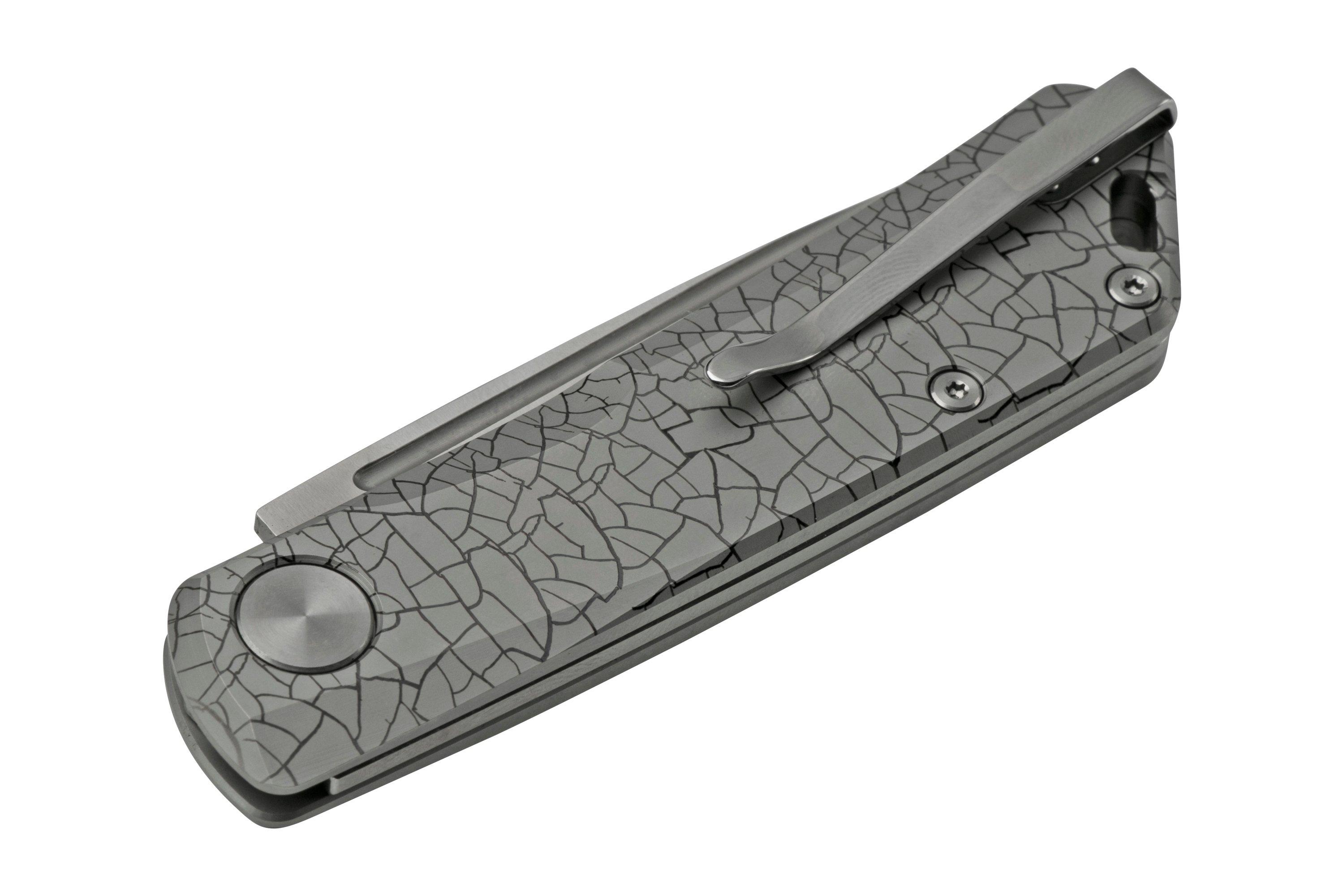 Real Steel Luna, Titanium Grey Crackle 7001TC-GC slipjoint pocket knife ...