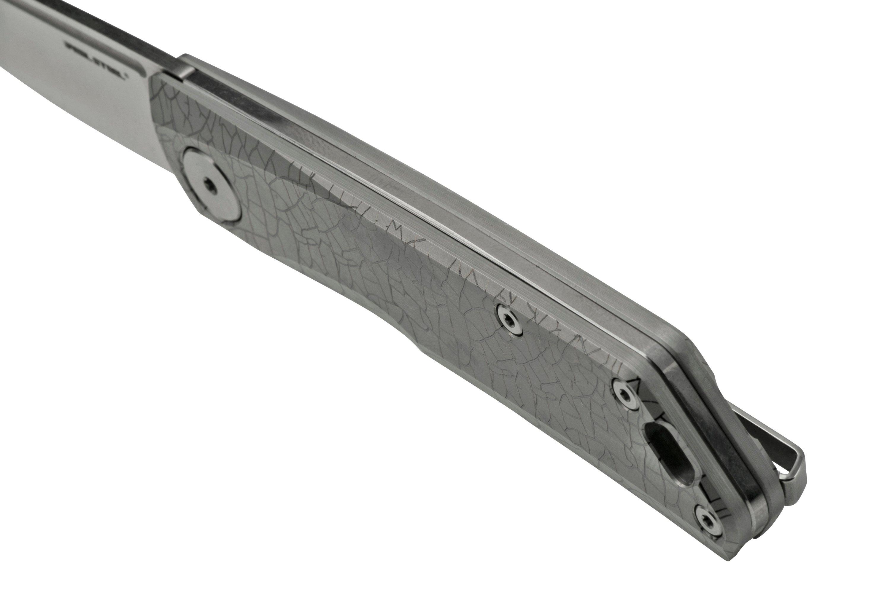 Real Steel Luna, Titanium Grey Crackle 7001TC-GC slipjoint pocket knife ...