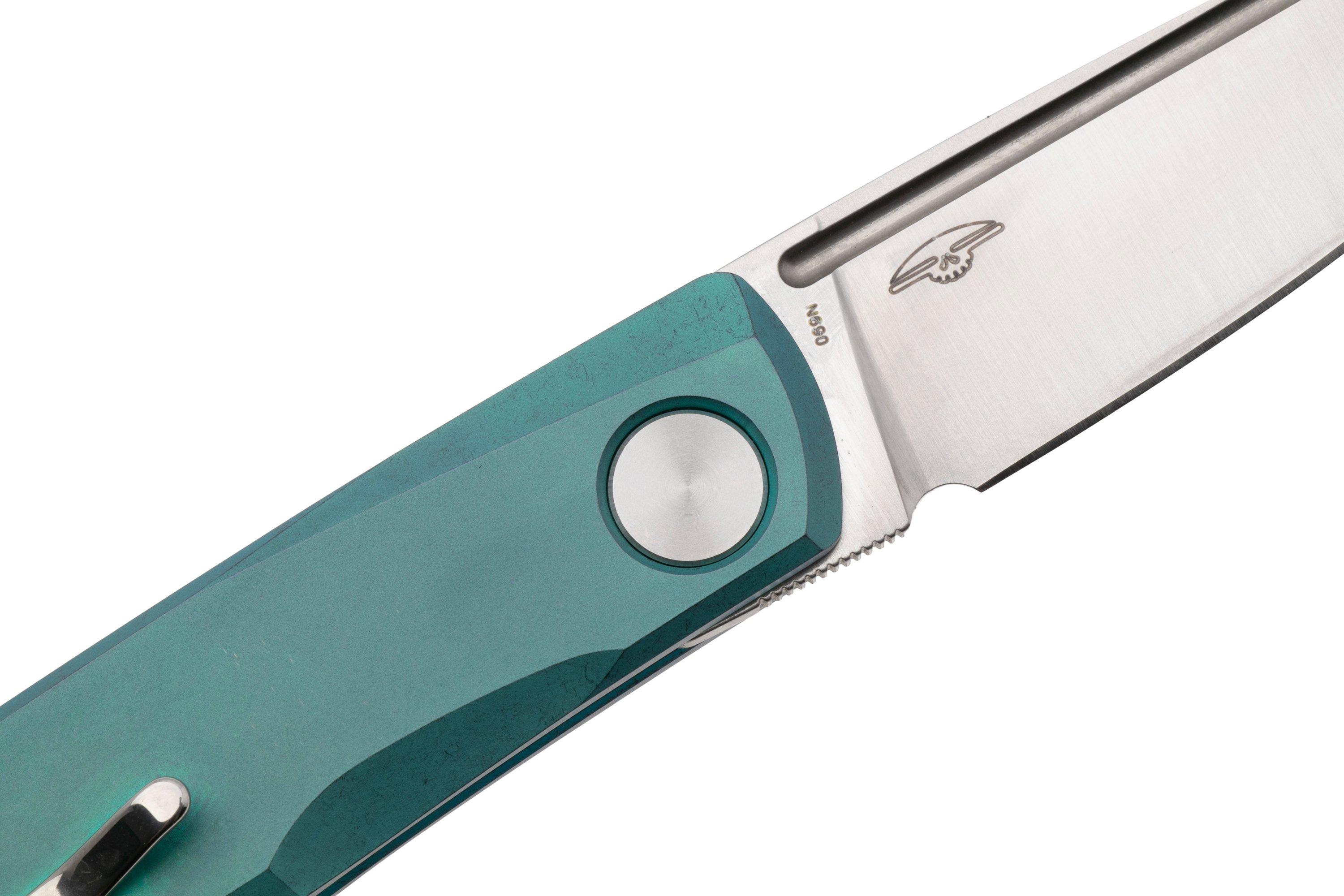 Real Steel Luna TS 7001TS06 Satin N690, Cyan Monochrome Titanium ...