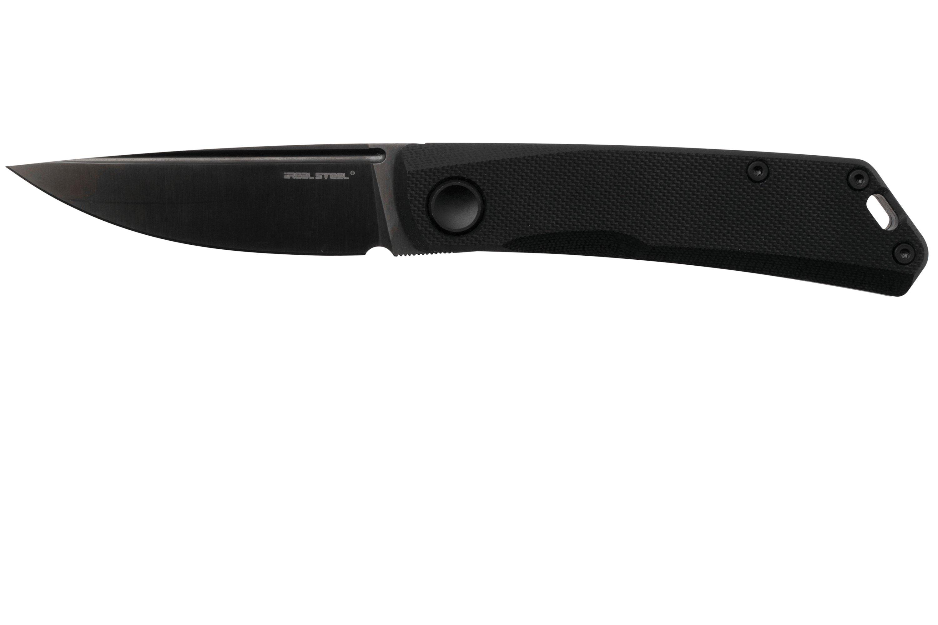 Real Steel Luna Lux 7001Z1, K110 DLC Coating, Black G10, slipjoint ...