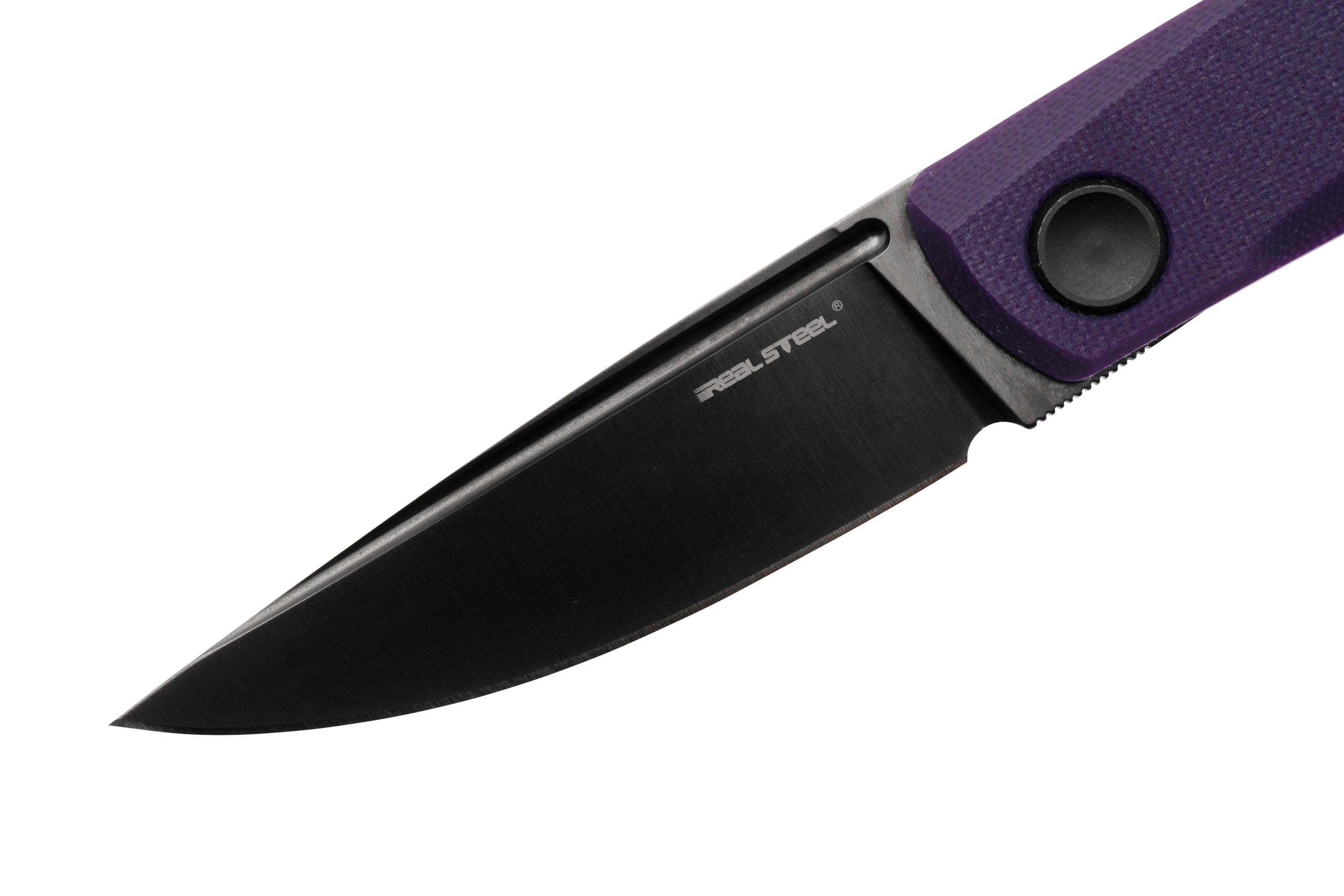 Real Steel Luna Lux 7001Z4, K110 DLC Coating, Purple G10, slipjoint ...