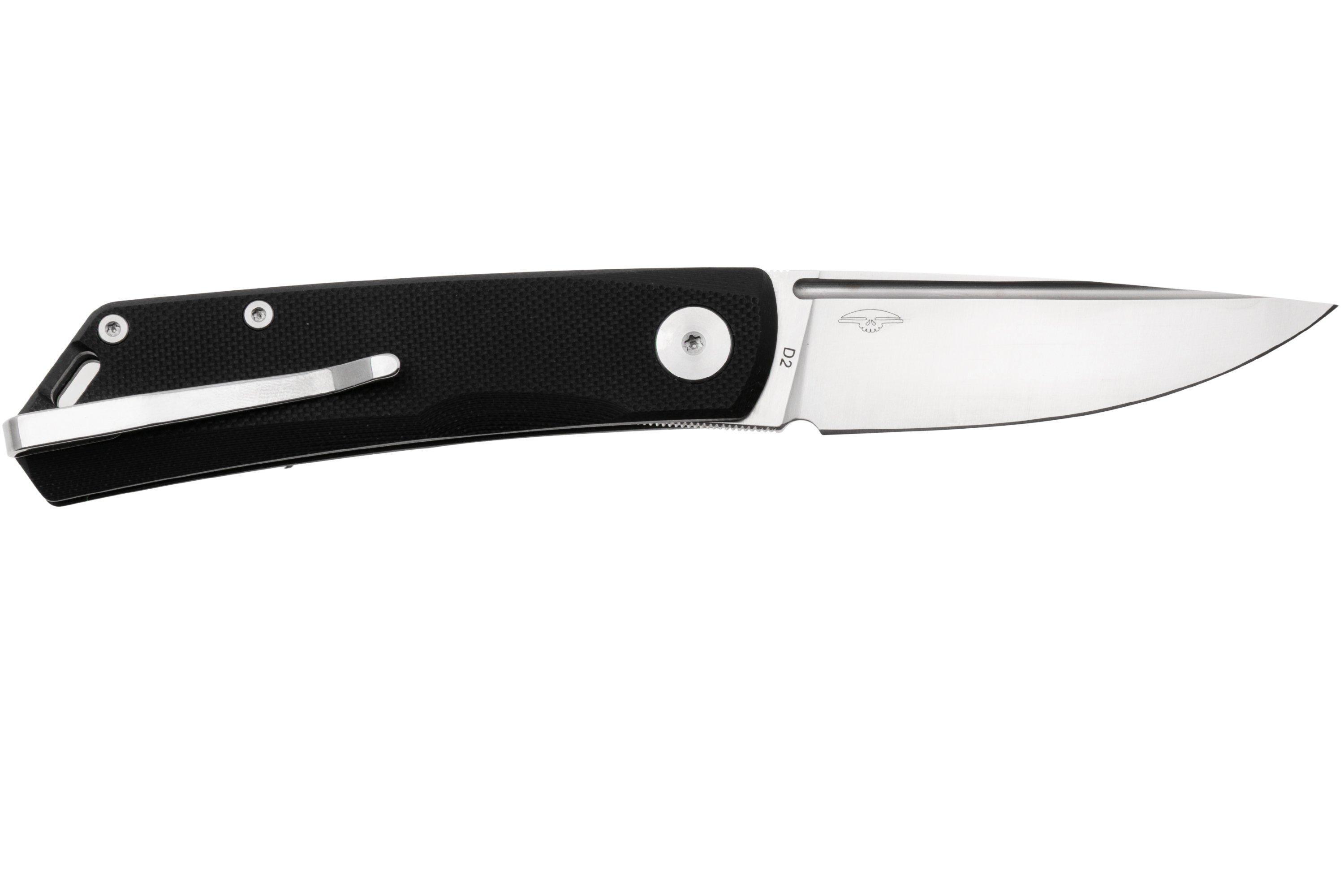 Real Steel Phantom Flipper Double Detent 7008BS Satin D2, Black G10 ...
