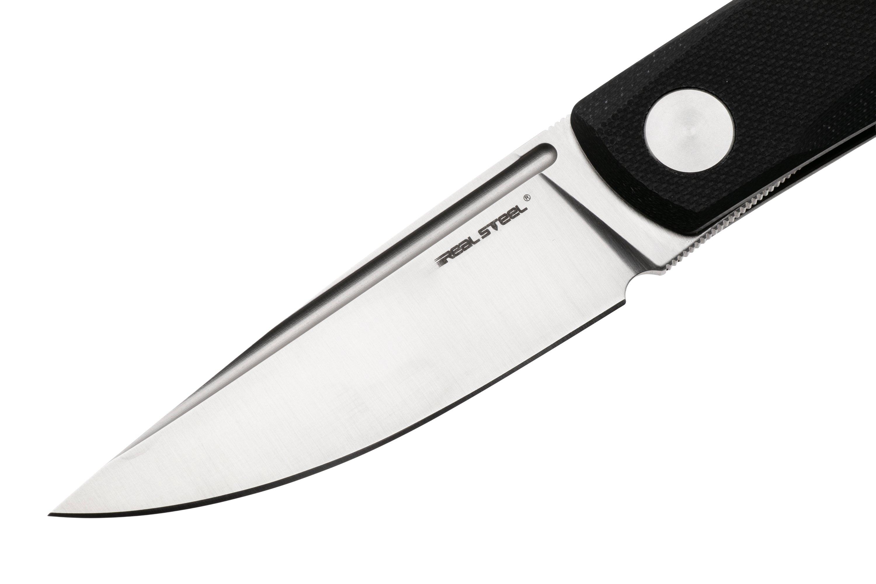 Real Steel Phantom Flipper Double Detent 7008BS Satin D2, Black G10 ...