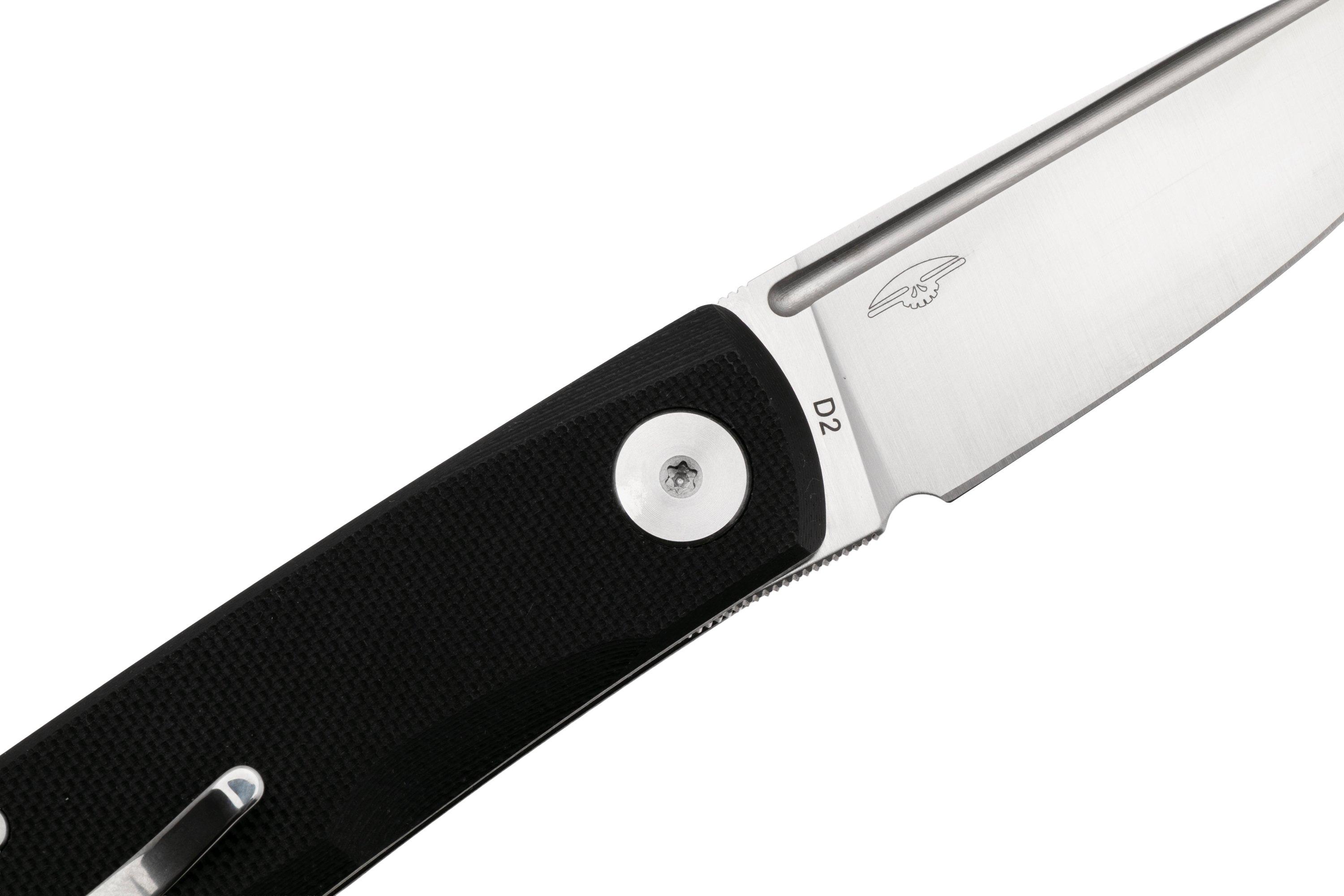 Real Steel Phantom Flipper Double Detent 7008BS Satin D2, Black G10 ...