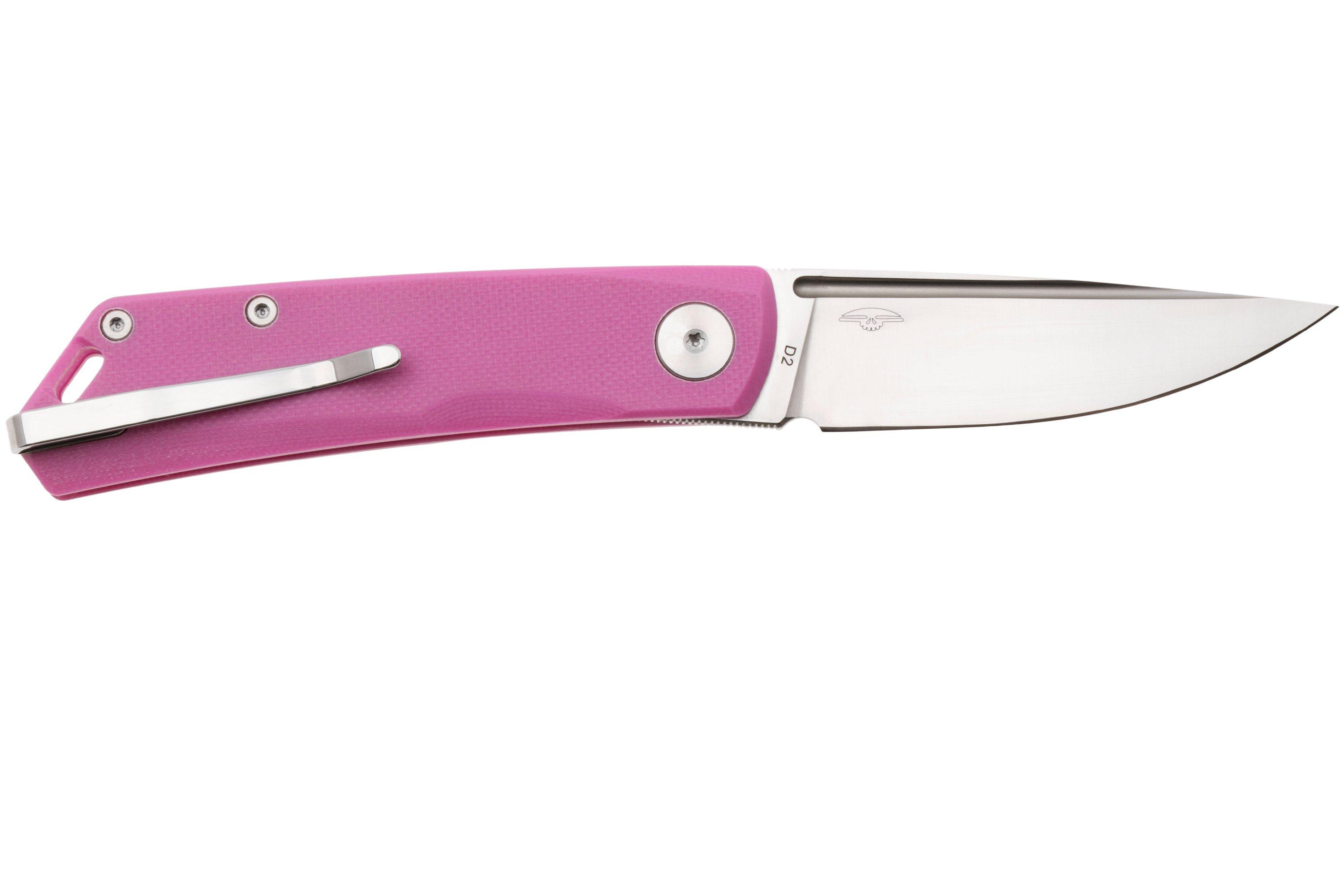 Real Steel Luna Phantom Flipper Double Detent 7008PS Satin D2, Pink G10 ...