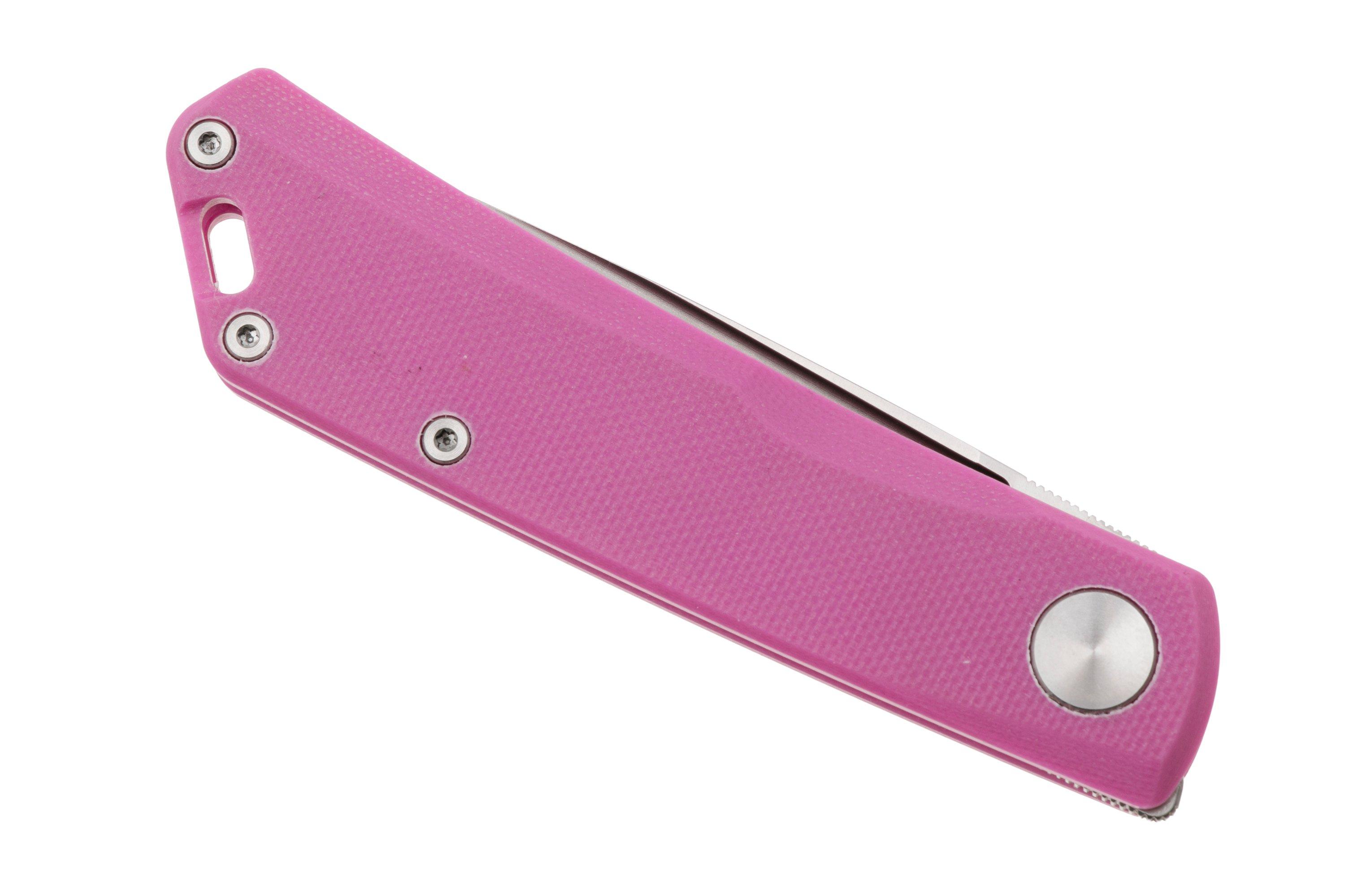 Real Steel Luna Phantom Flipper Double Detent 7008PS Satin D2, Pink G10 ...