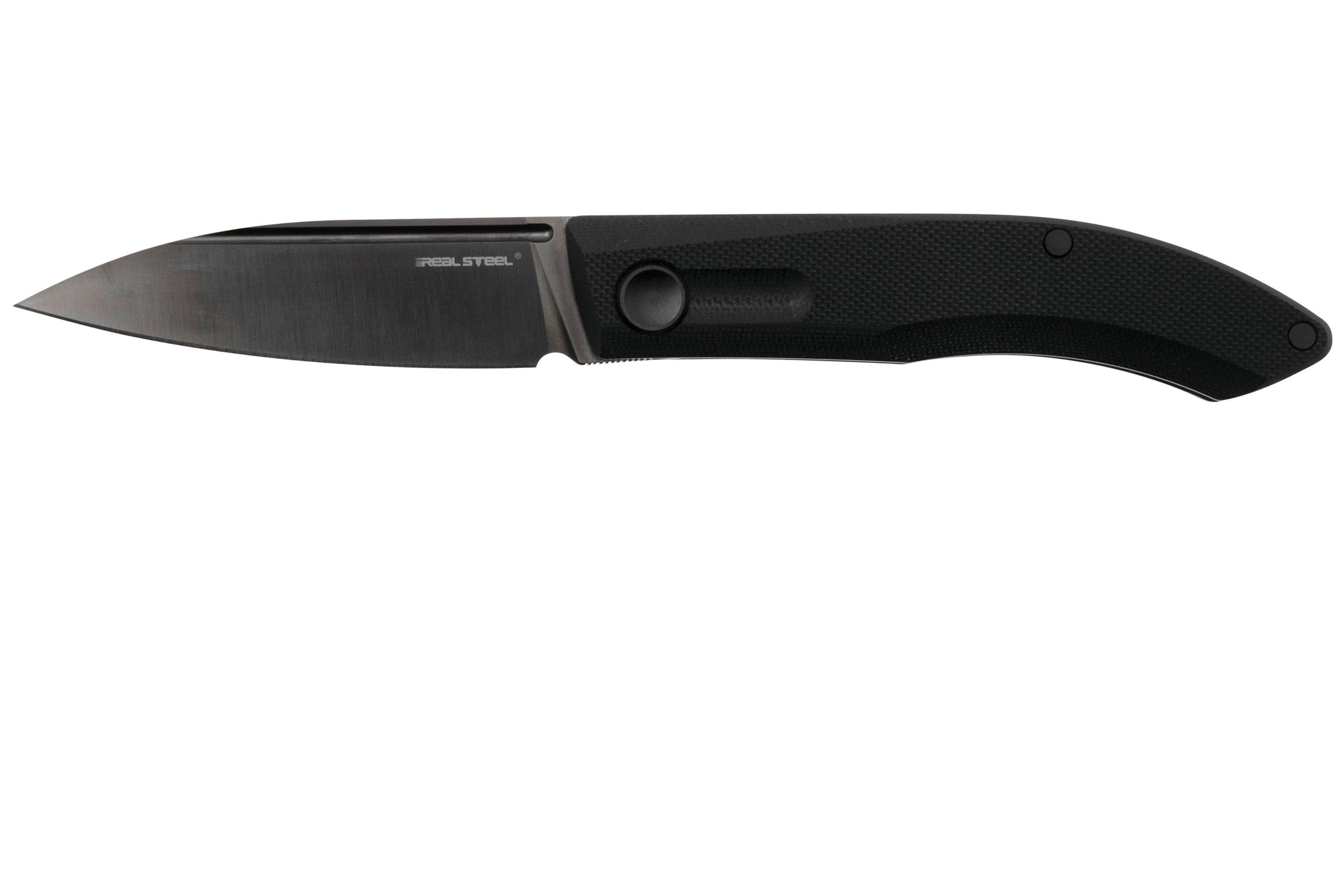 Real Steel Stella Lux 7041Z1, K110 DLC Coating, Black G10, slipjoint ...