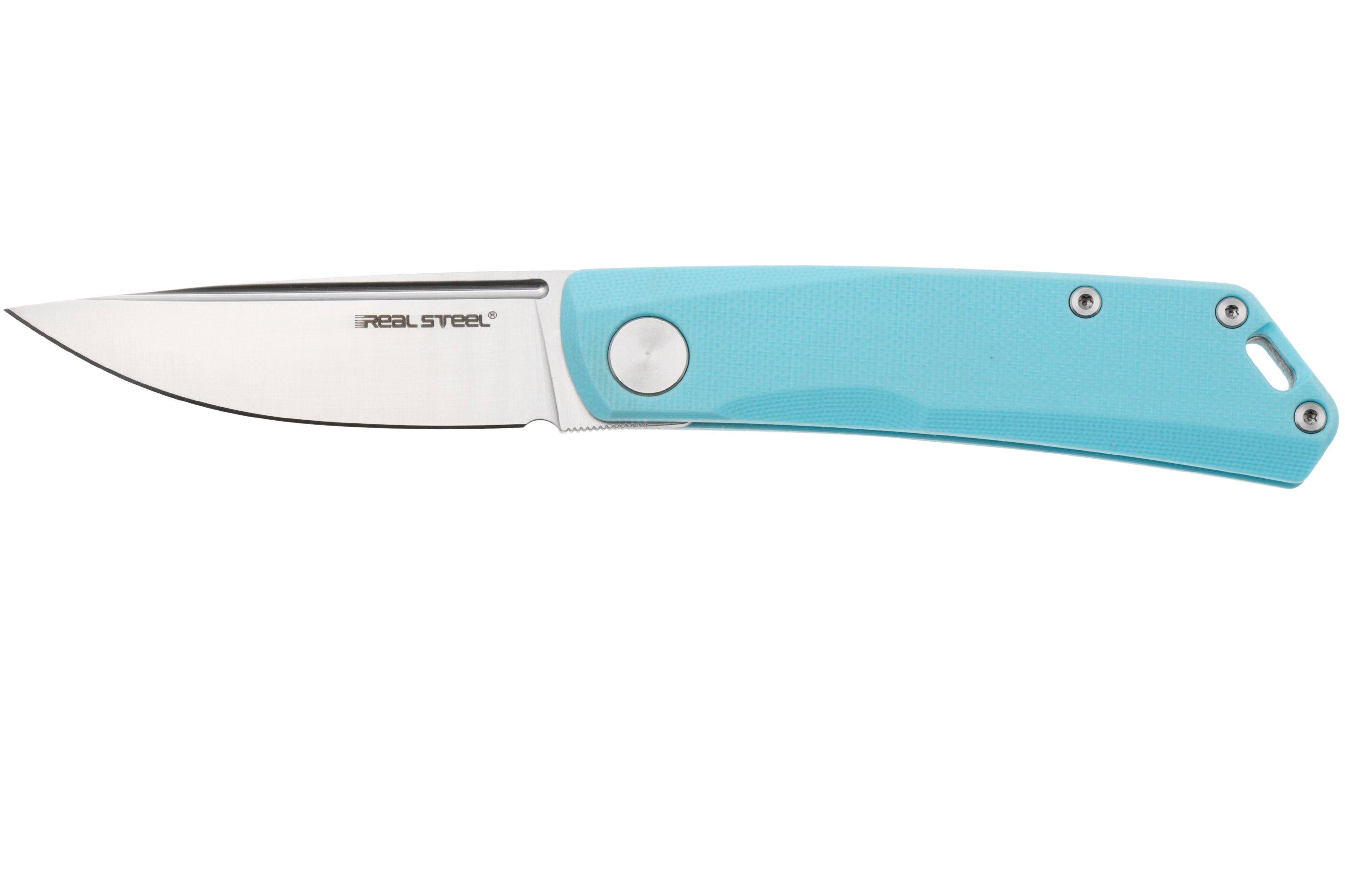 Real Steel Luna Lite 7043 Satin D2, Blue G10, pocket knife ...
