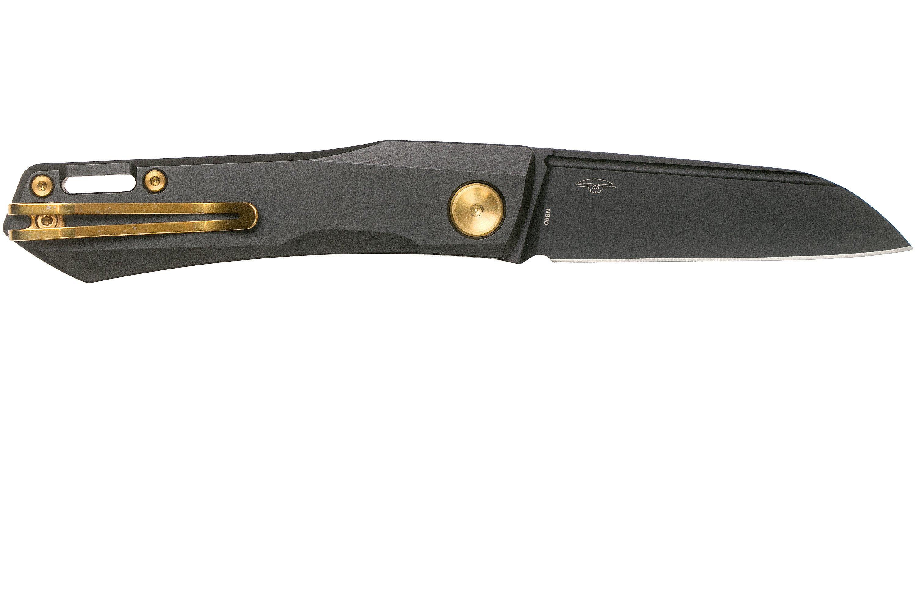 Real Steel Solis 7063G Black Titanium, Gold, Slipjoint Taschenmesser ...