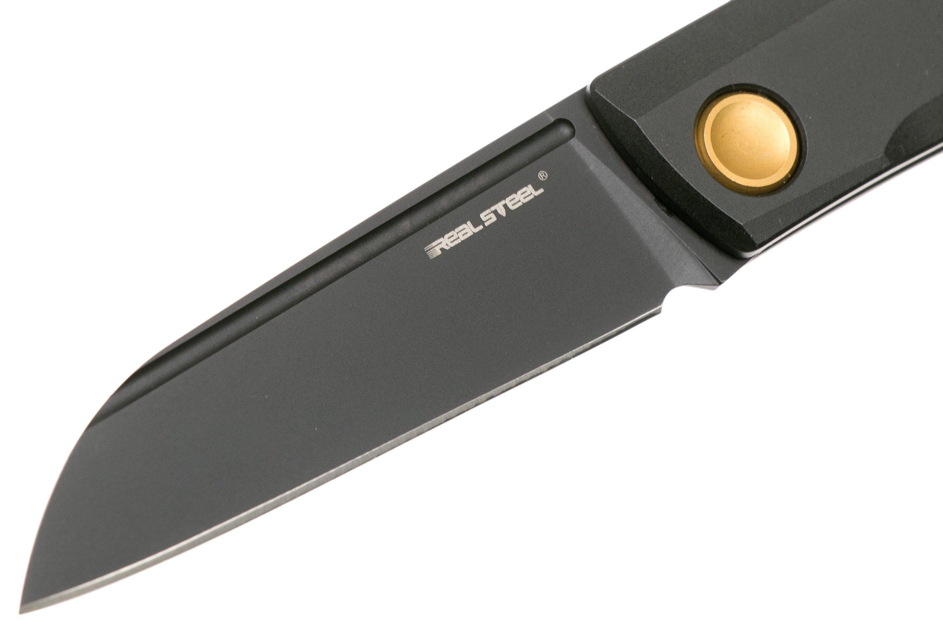 Real Steel Solis 7063G Black Titanium, Gold, navaja slipjoint ...