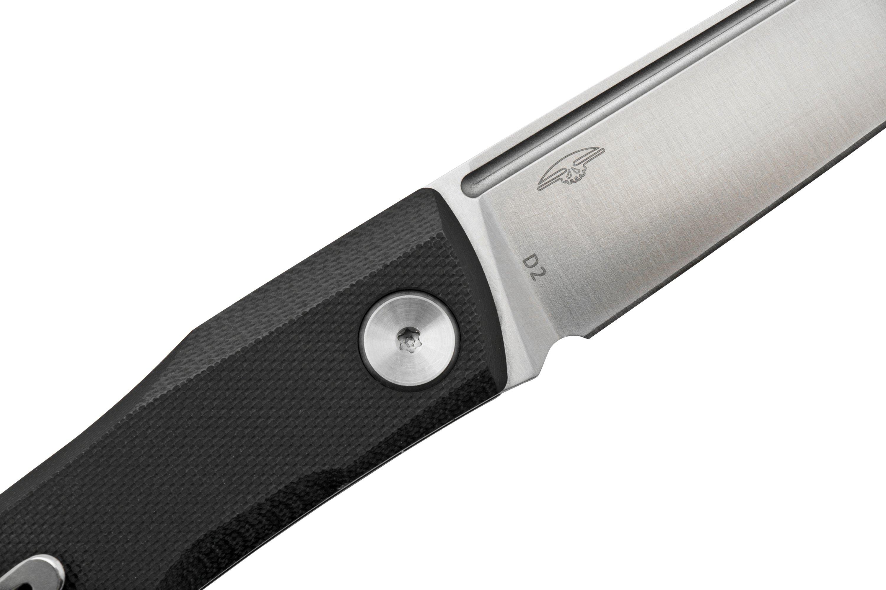 Real Steel Solis Lite, 7064SB, Black G10, Satin D2 slipjoint pocket ...