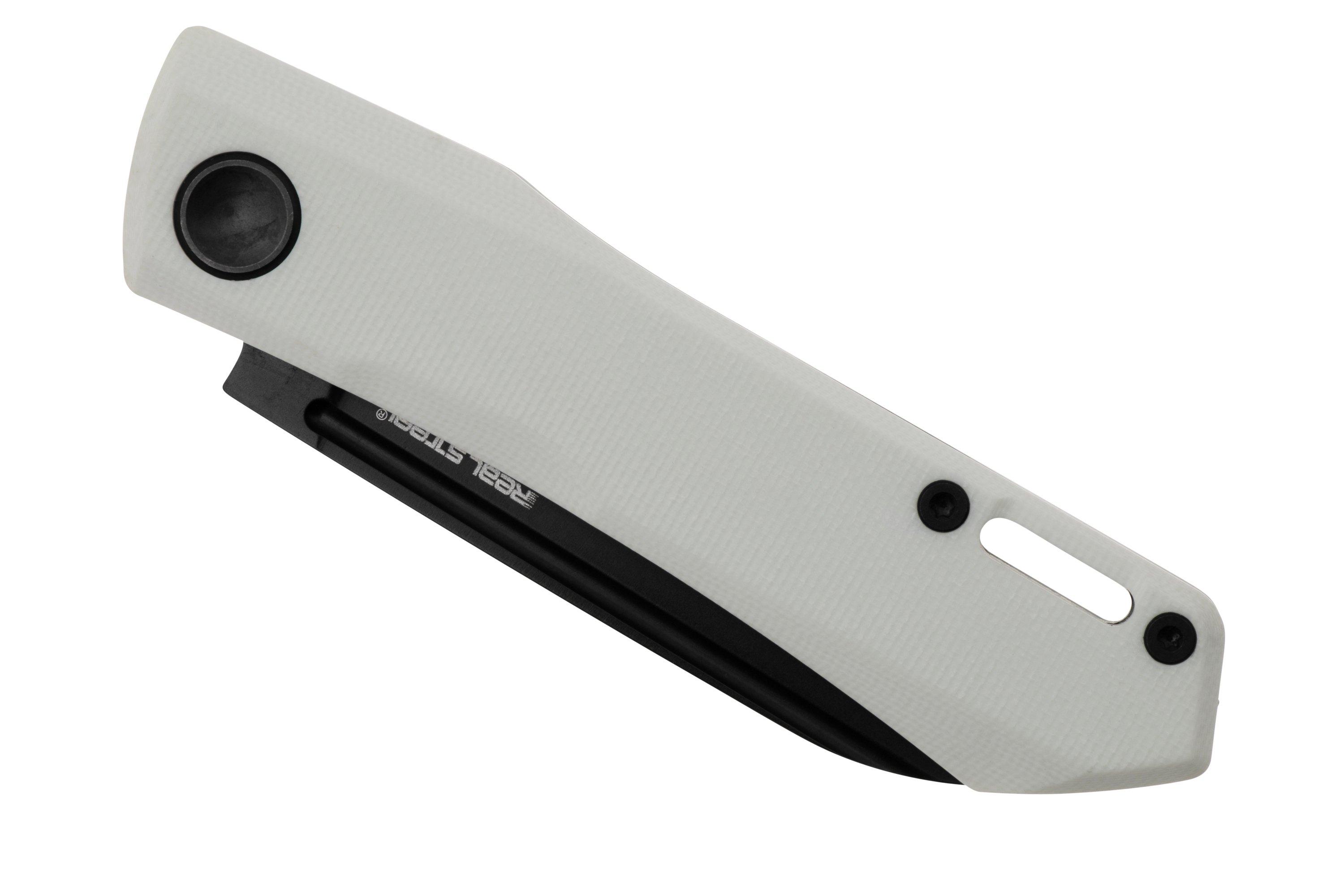 Real Steel Solis Lite 7064WB Black D2, White G10, slipjoint zakmes ...