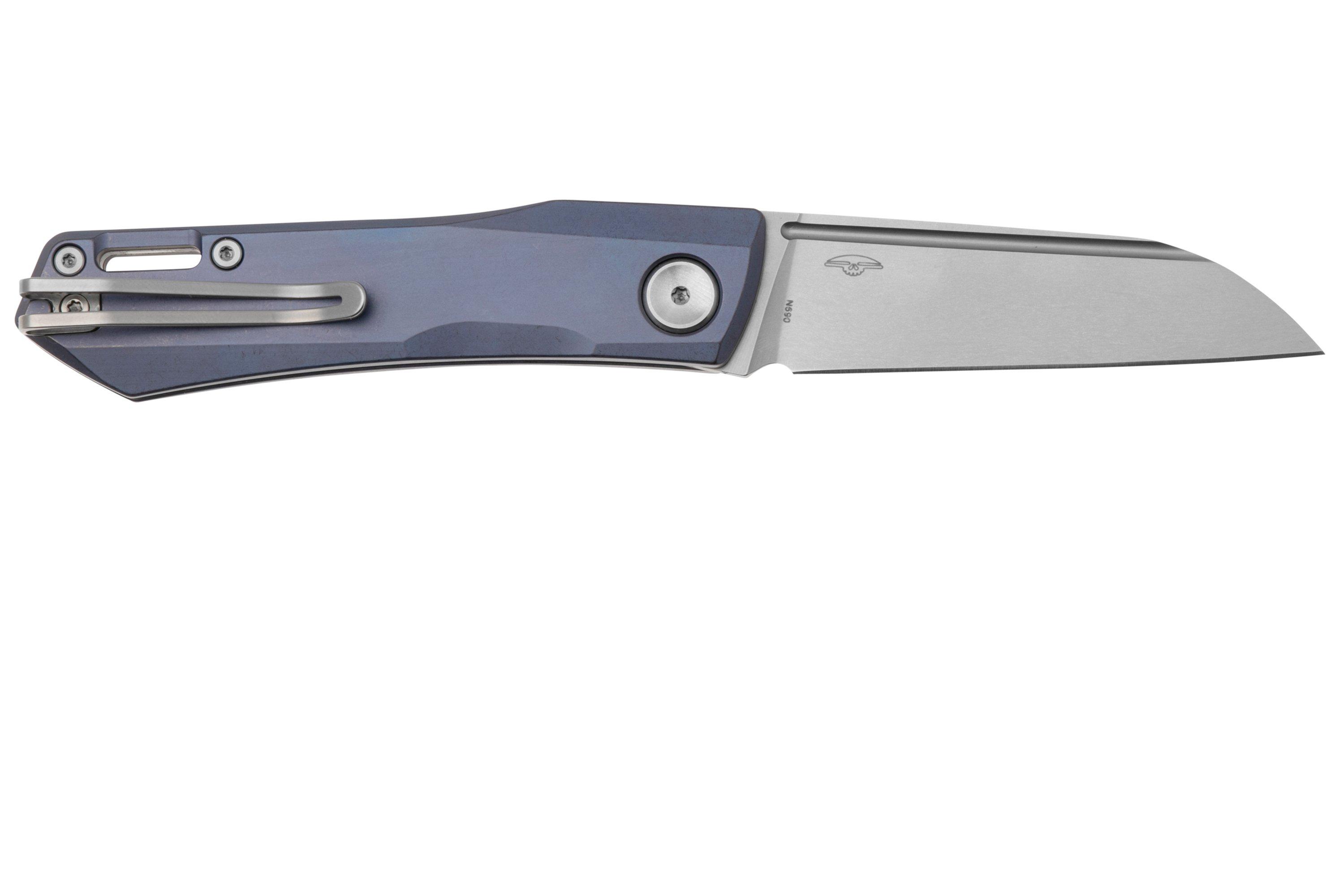 Real Steel Solis 7066SB Stonewashed N690 Sheepfoot, Slate Blue Titanium ...