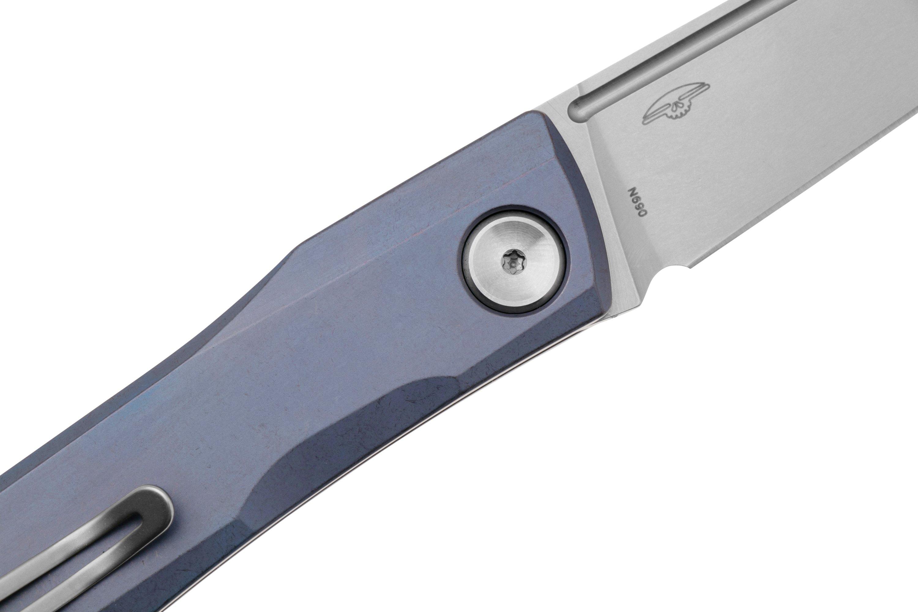 Real Steel Solis 7066SB Stonewashed N690 Sheepfoot, Slate Blue Titanium ...