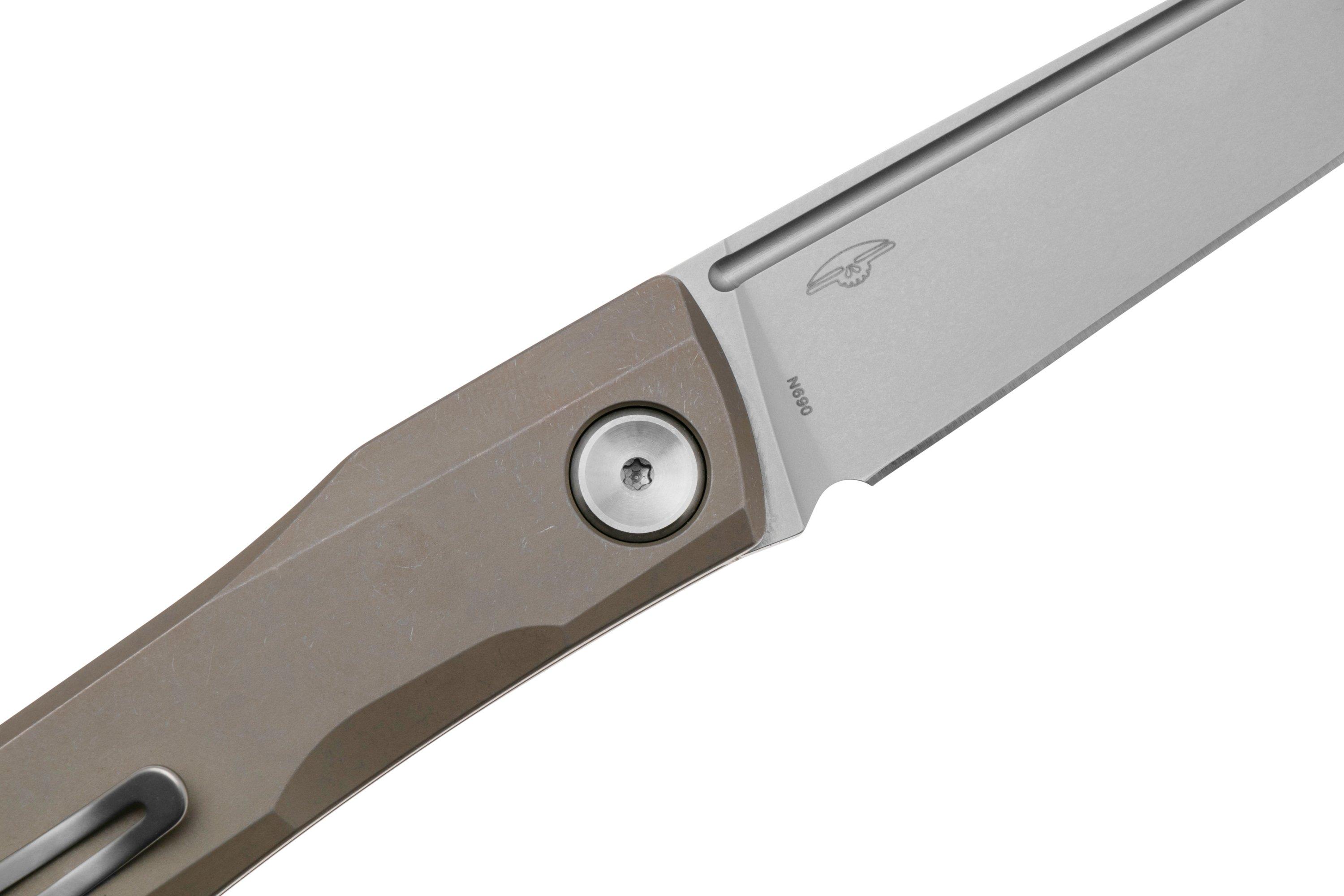 Real Steel Solis 7066TB Stonewashed N690 Sheepfoot, Bronze Titanium ...