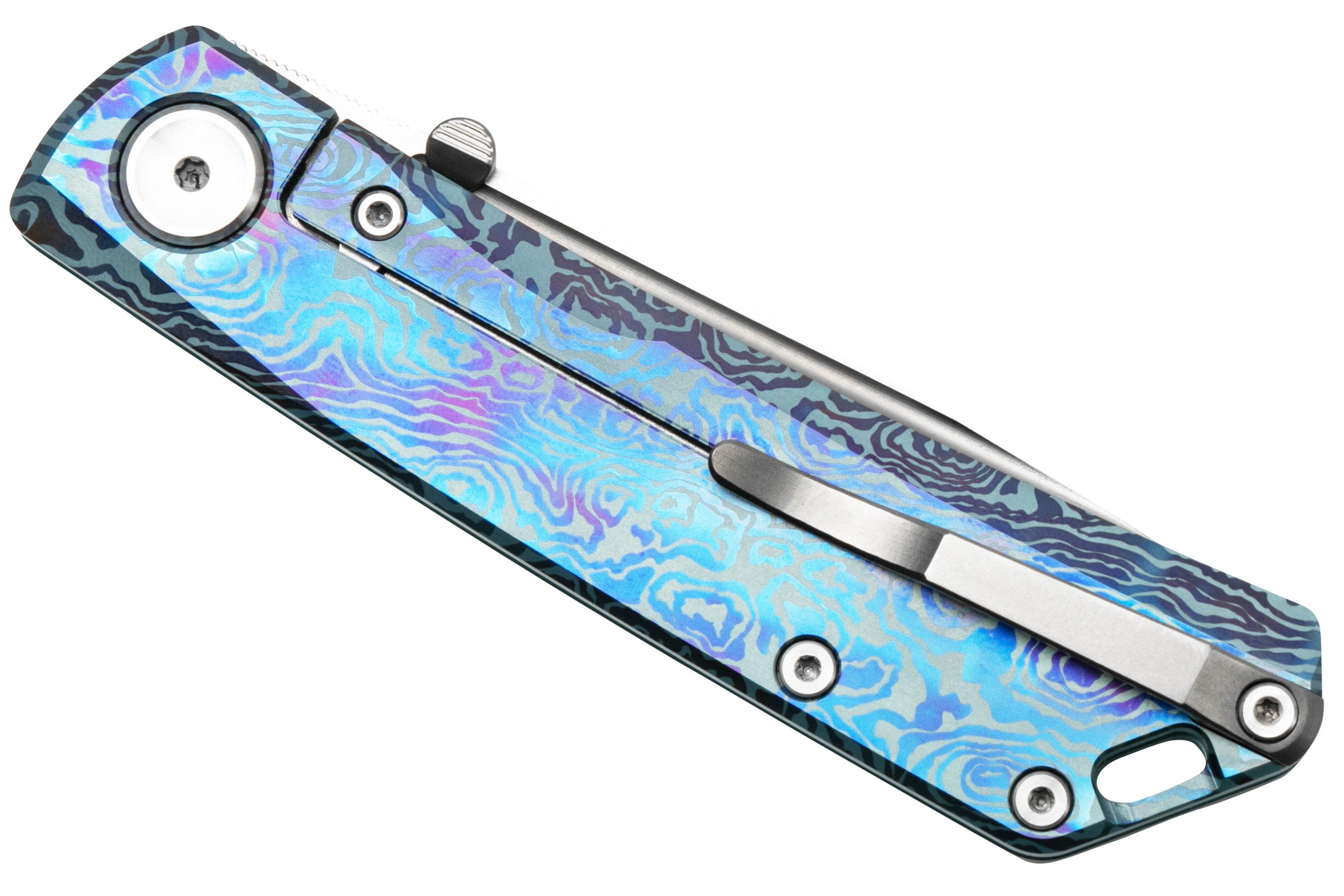 Real Steel Luna Boost, Titanium Blue Swirl 7071TC06 pocket knife ...