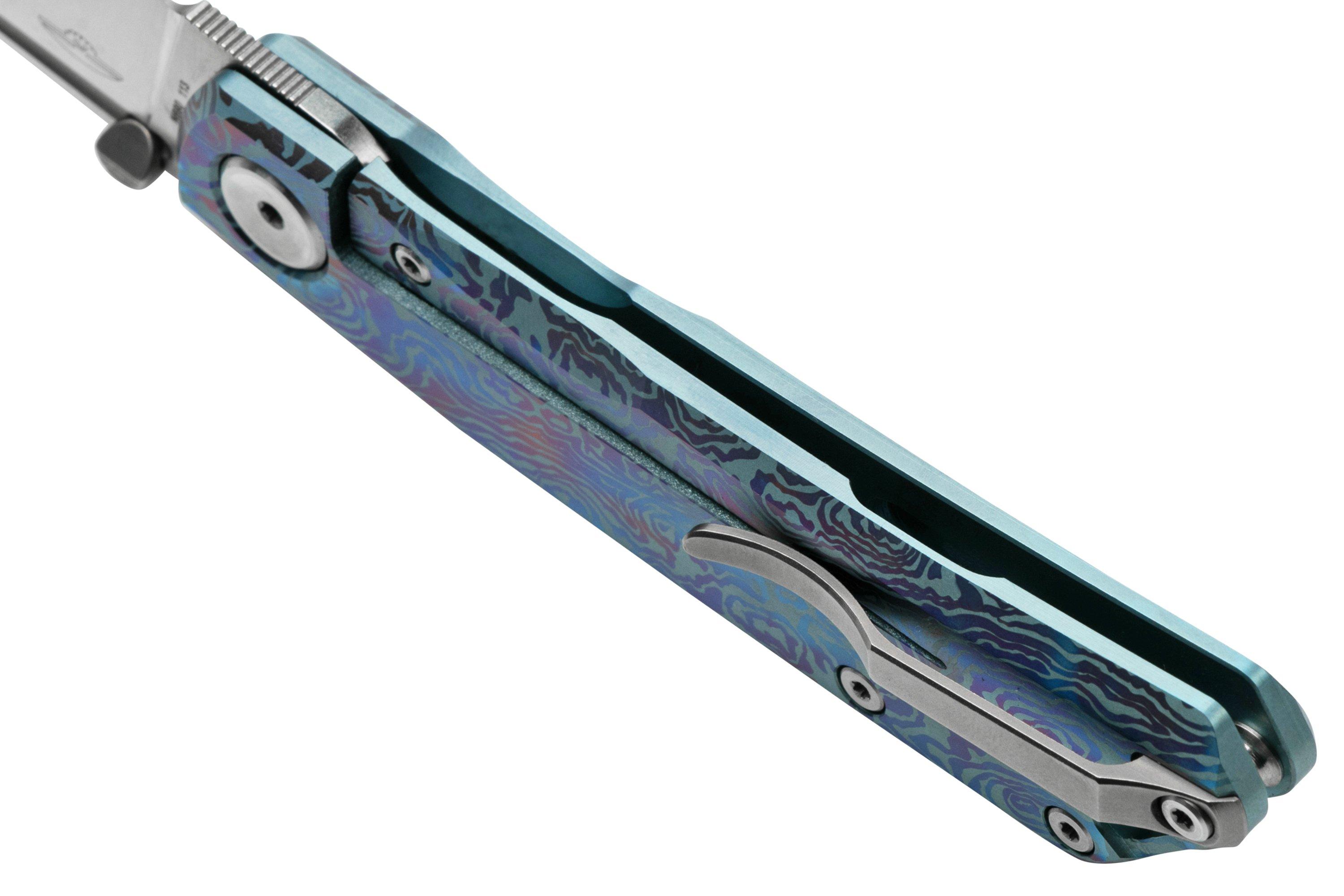 Real Steel Luna Boost, Titanium Blue Swirl 7071TC06 pocket knife ...