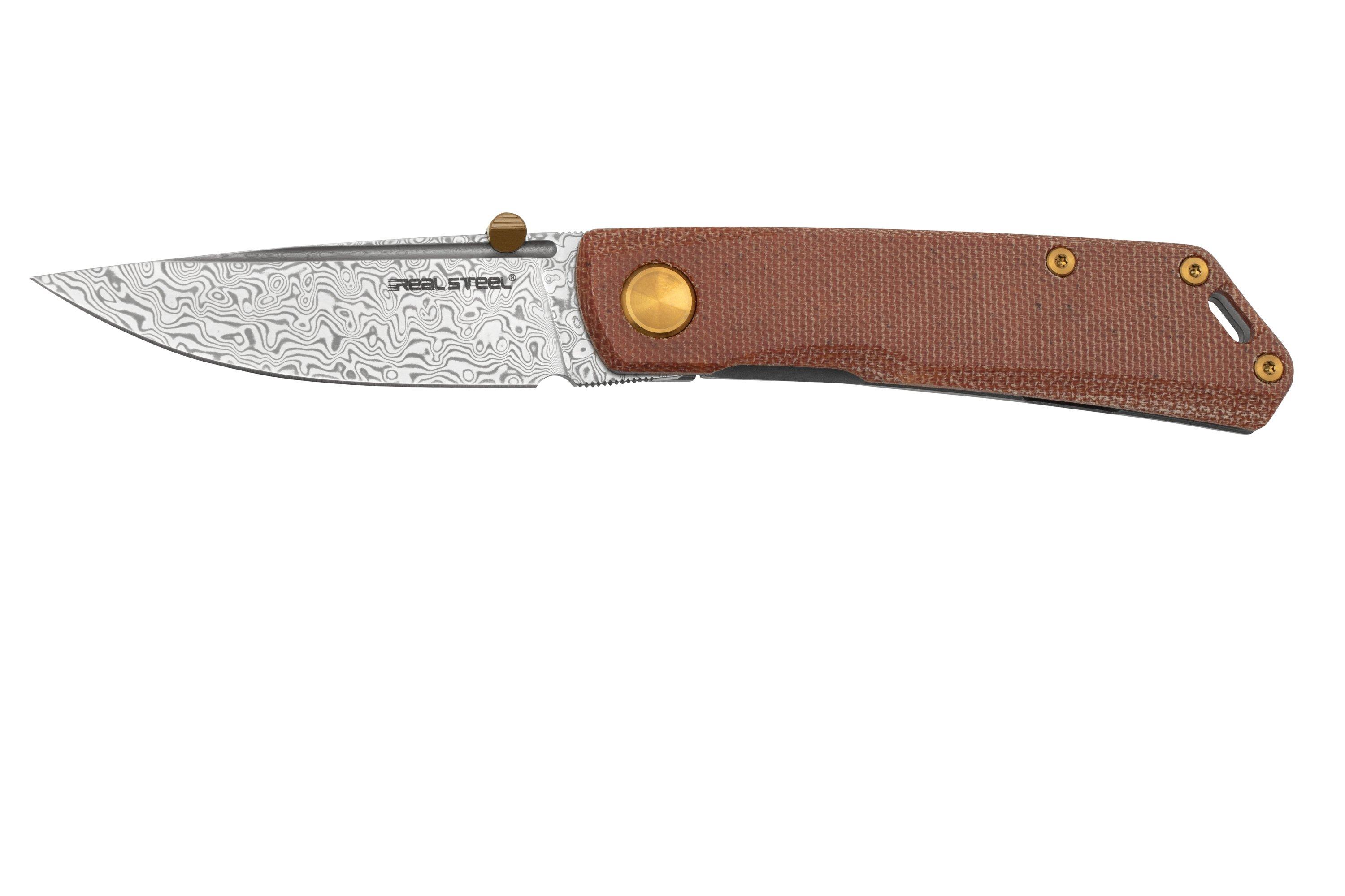 Real Steel Luna Boost Premium, Damascus, Brown Micarta Knivesandtools ...