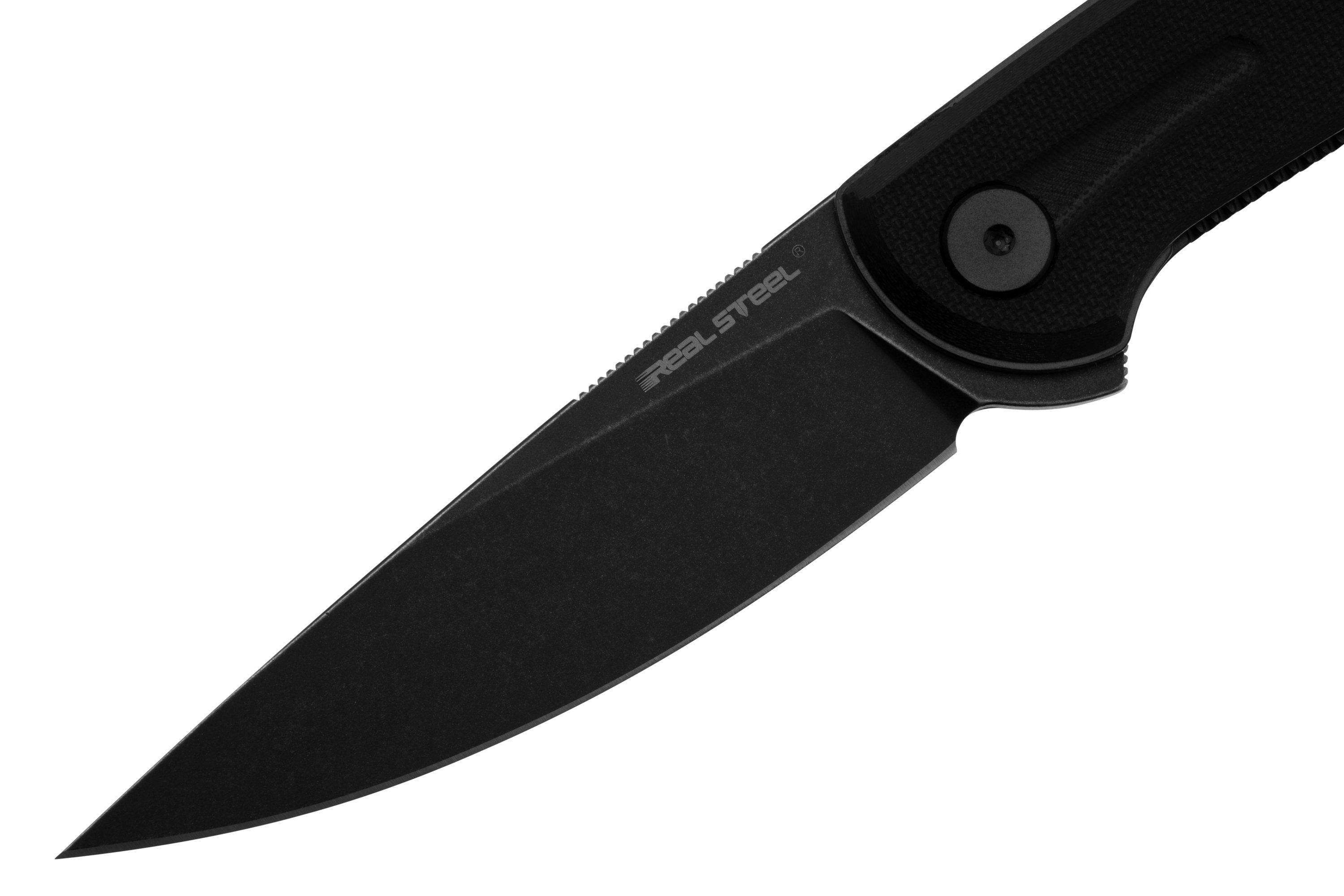 Real Steel Valore 7091BB Blackwashed Nitro-V, Black G10, pocket knife ...
