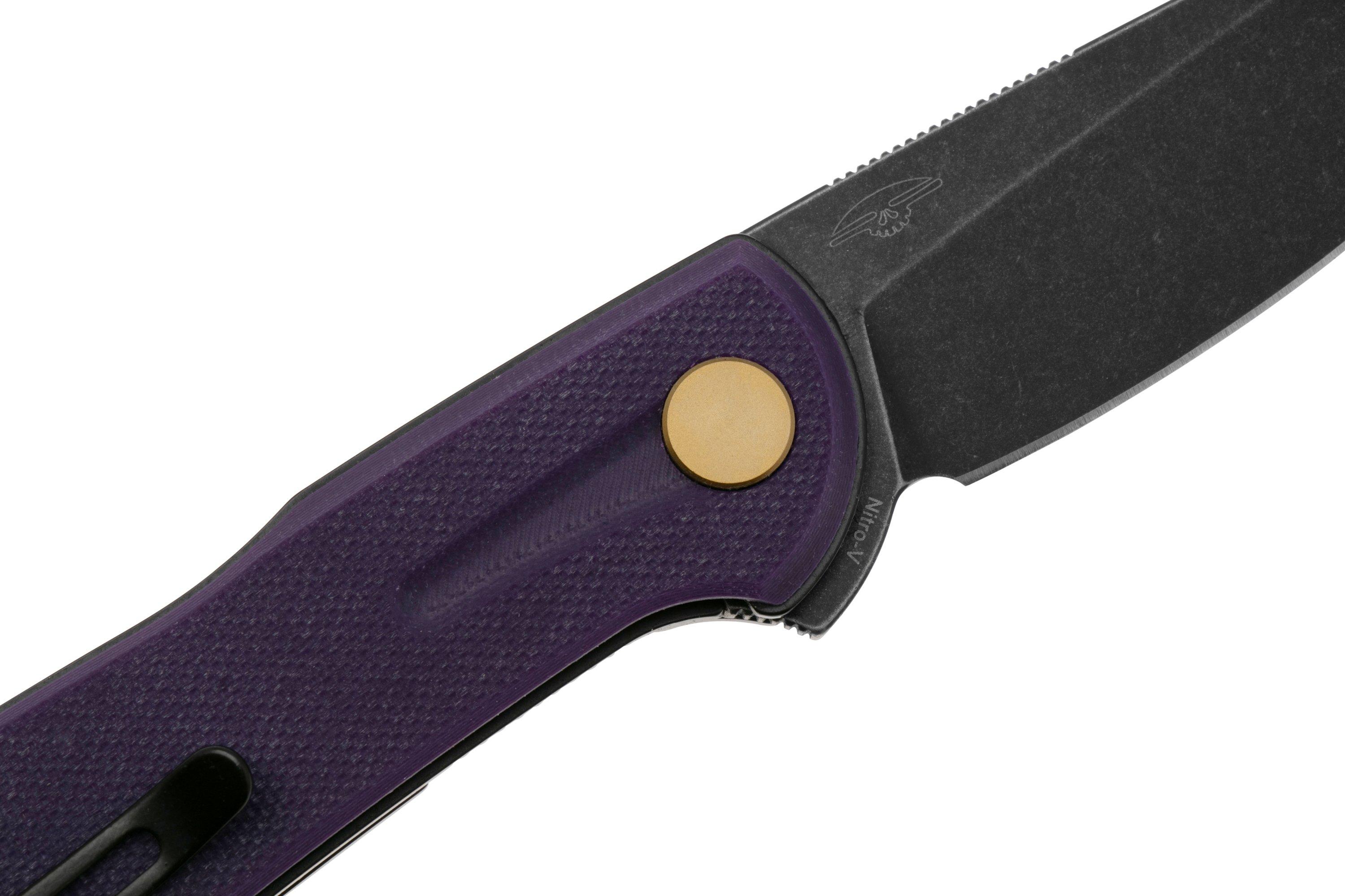 Real Steel Valore 7091PB Blackwashed Nitro-V, Purple G10, couteau de ...