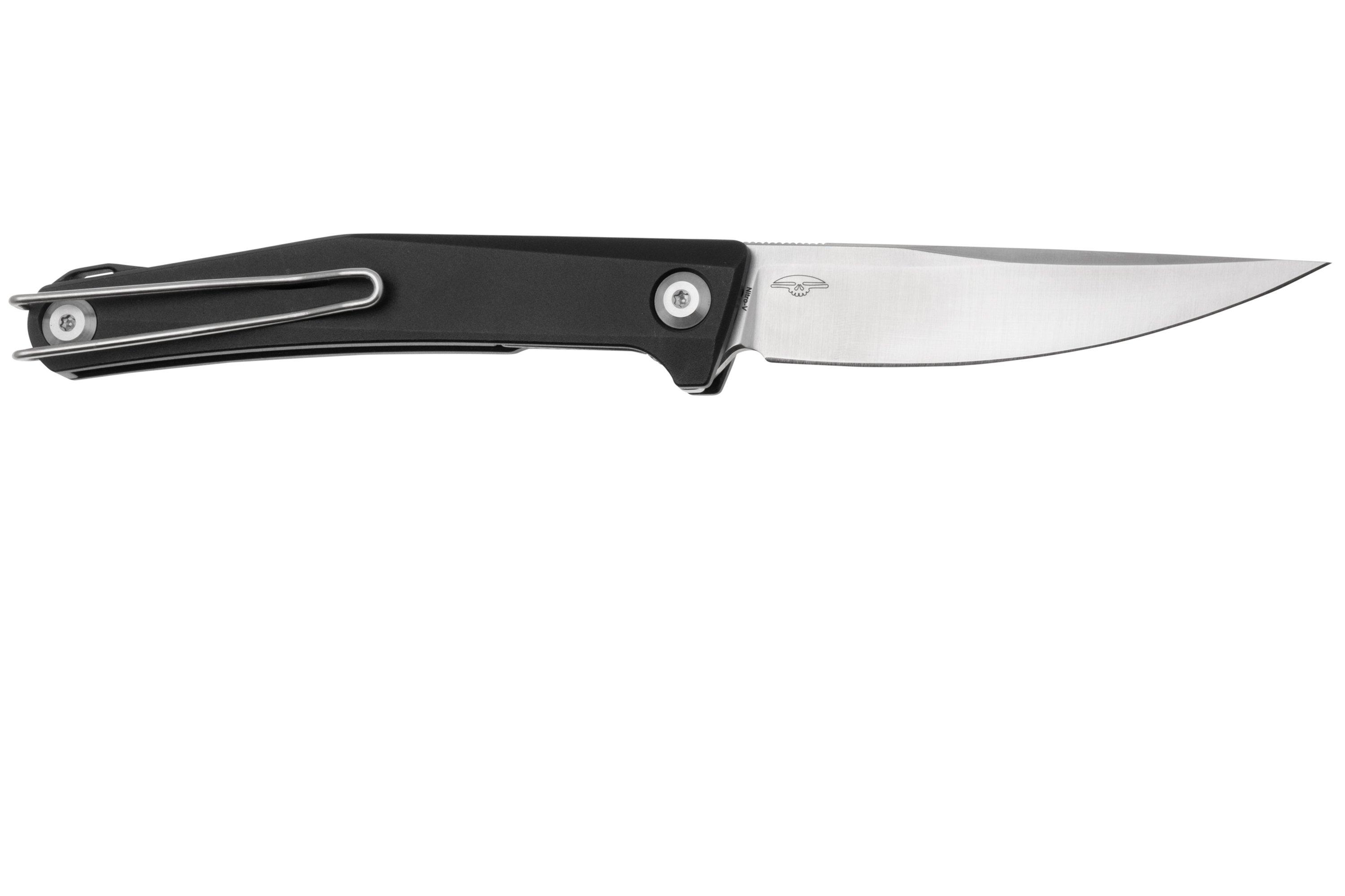 Real Steel Teres Flipper 7111BS Nitro-V Satin, Black Aluminum, pocket ...