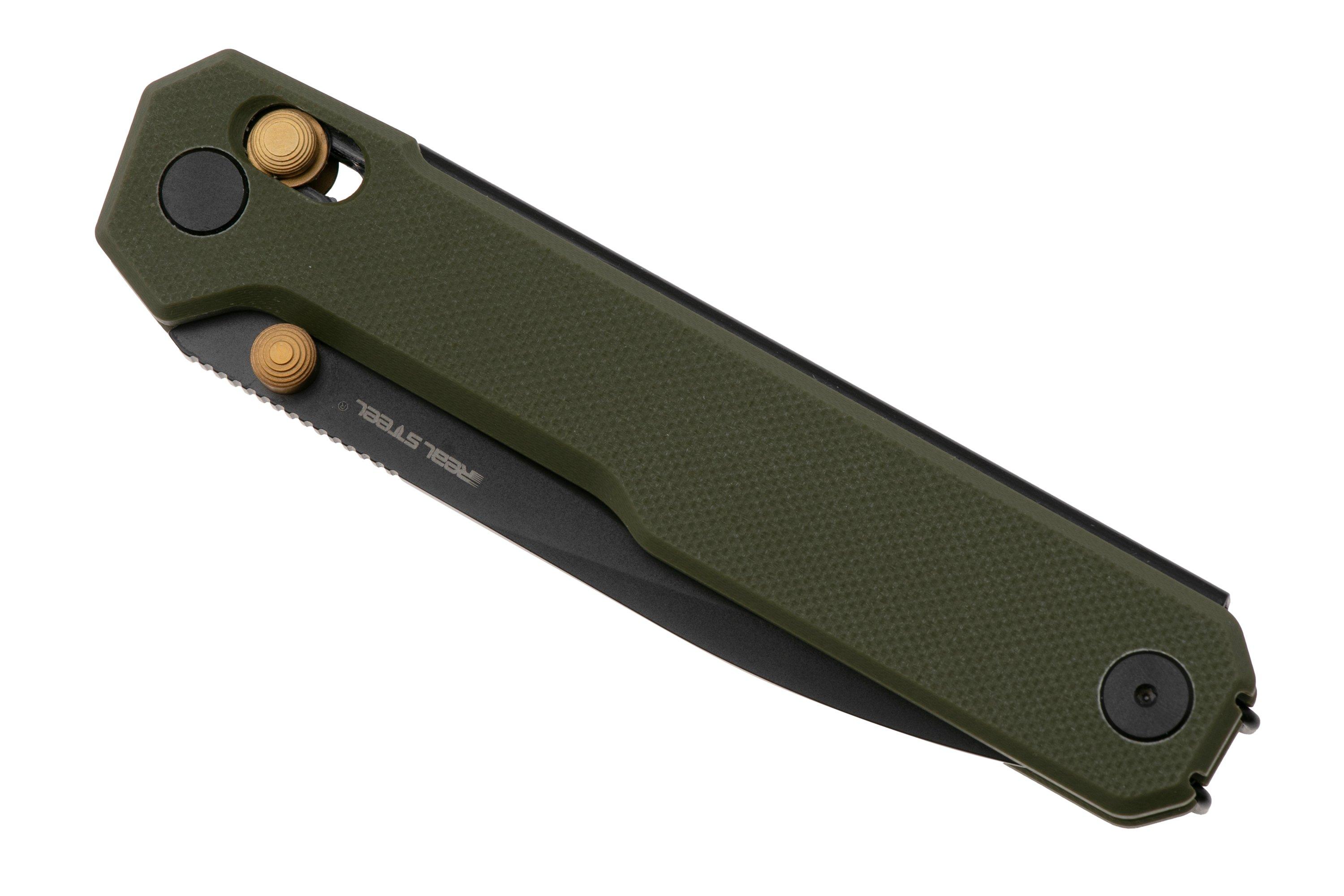 Real Steel Perix 7121BG Black Nitro-V, Green G10 pocket knife, Ostap ...
